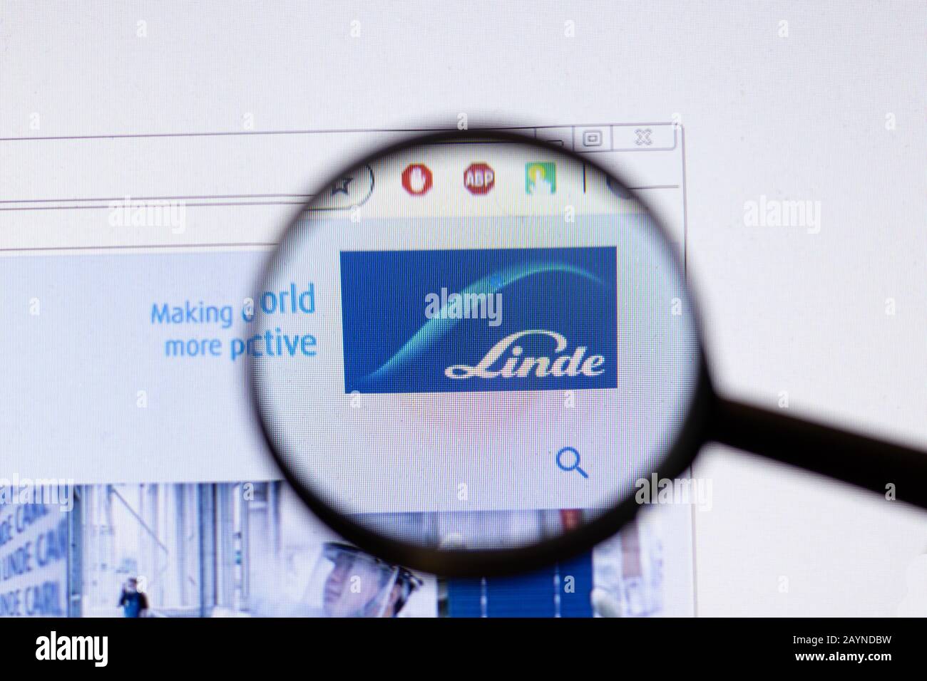 Saint-Petersburg, Russia - 18 February 2020: Linde company website page ...