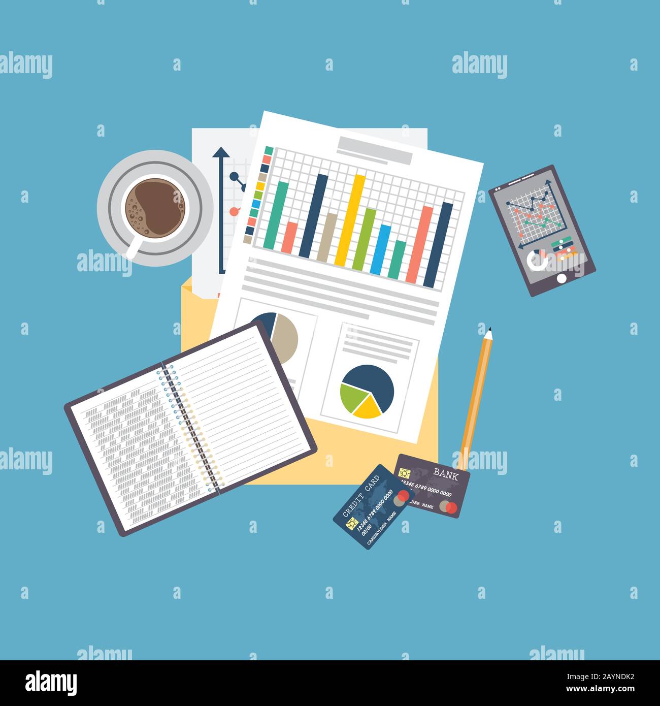 Auditing concept. Realistic design of accounting, research, calculating ...