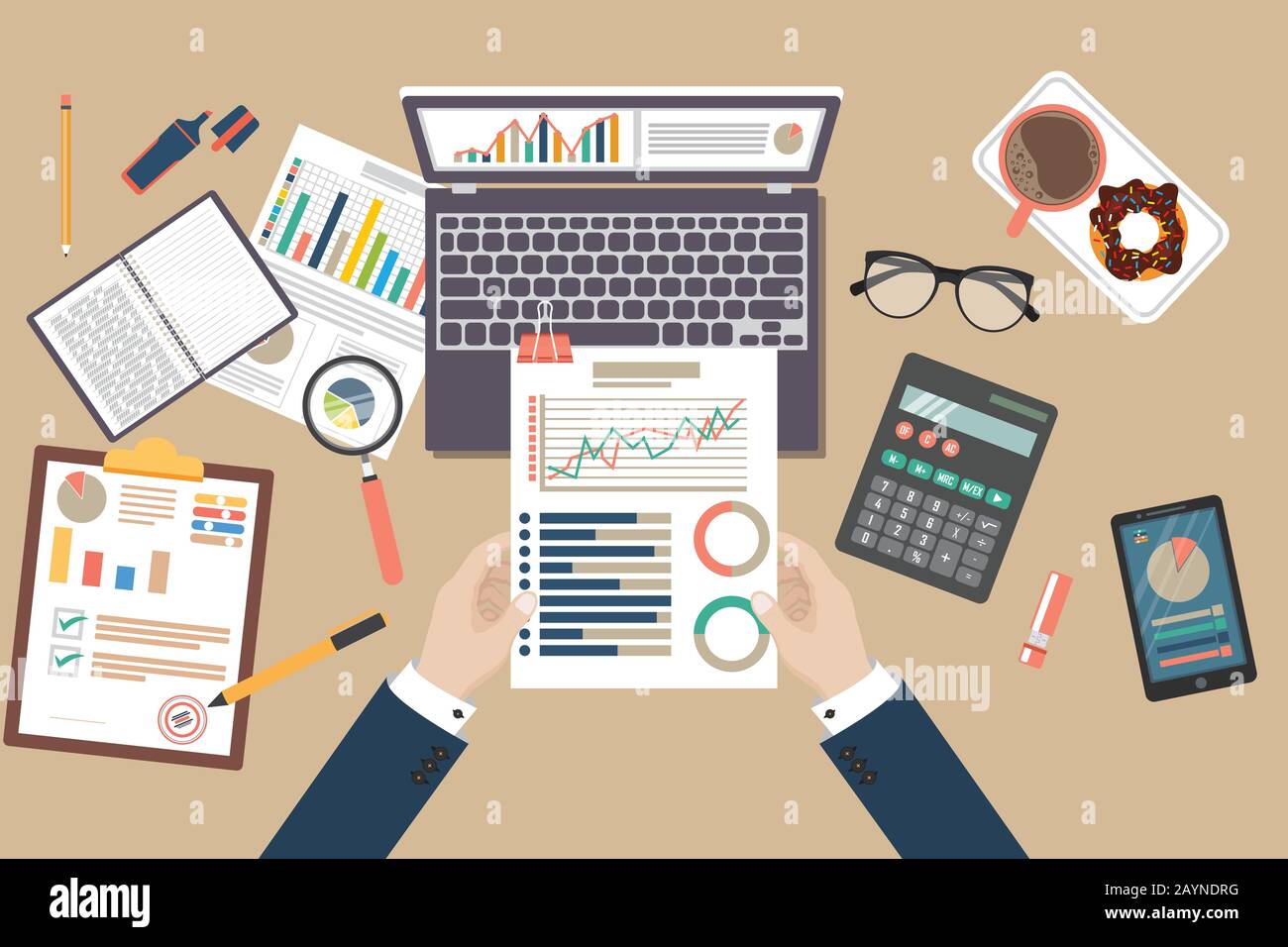 Auditing concept. Realistic design of accounting, research, calculating ...