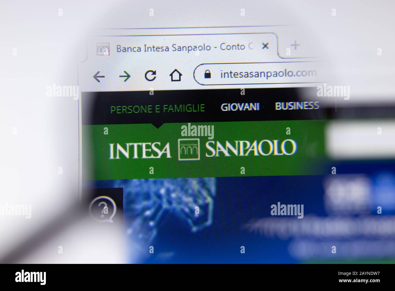 Saint-Petersburg, Russia - 18 February 2020: Intesa Sanpaolo company ...