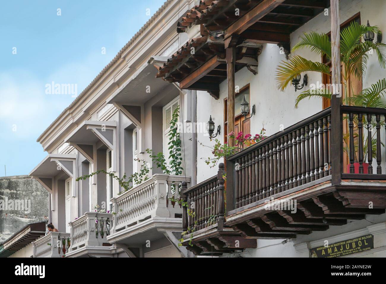City views of the Colonial old town of Cartagena de Las Indias, in ...