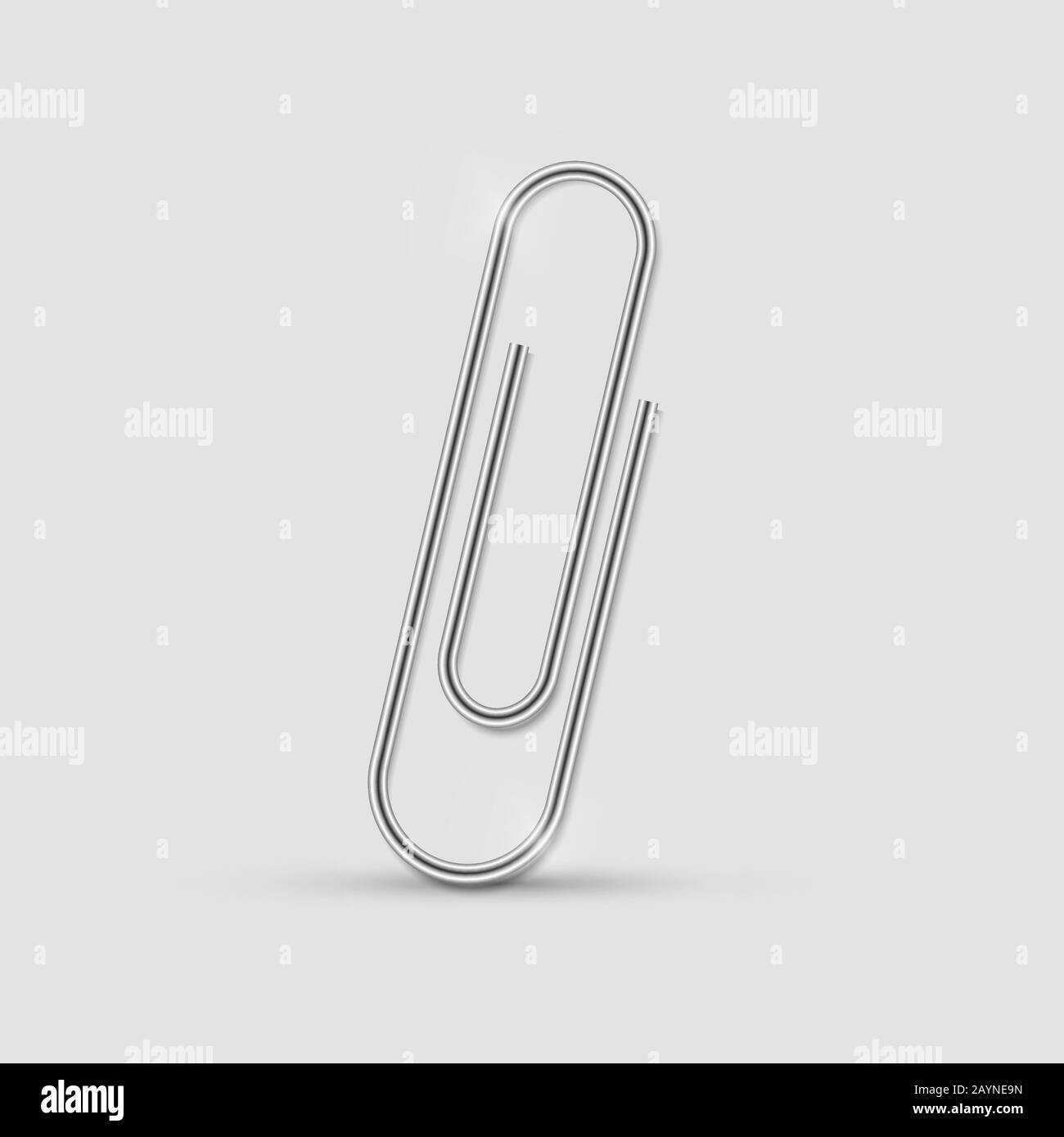 Metal clip. Realistic paperclip attach. Office metal binder with shadow ...