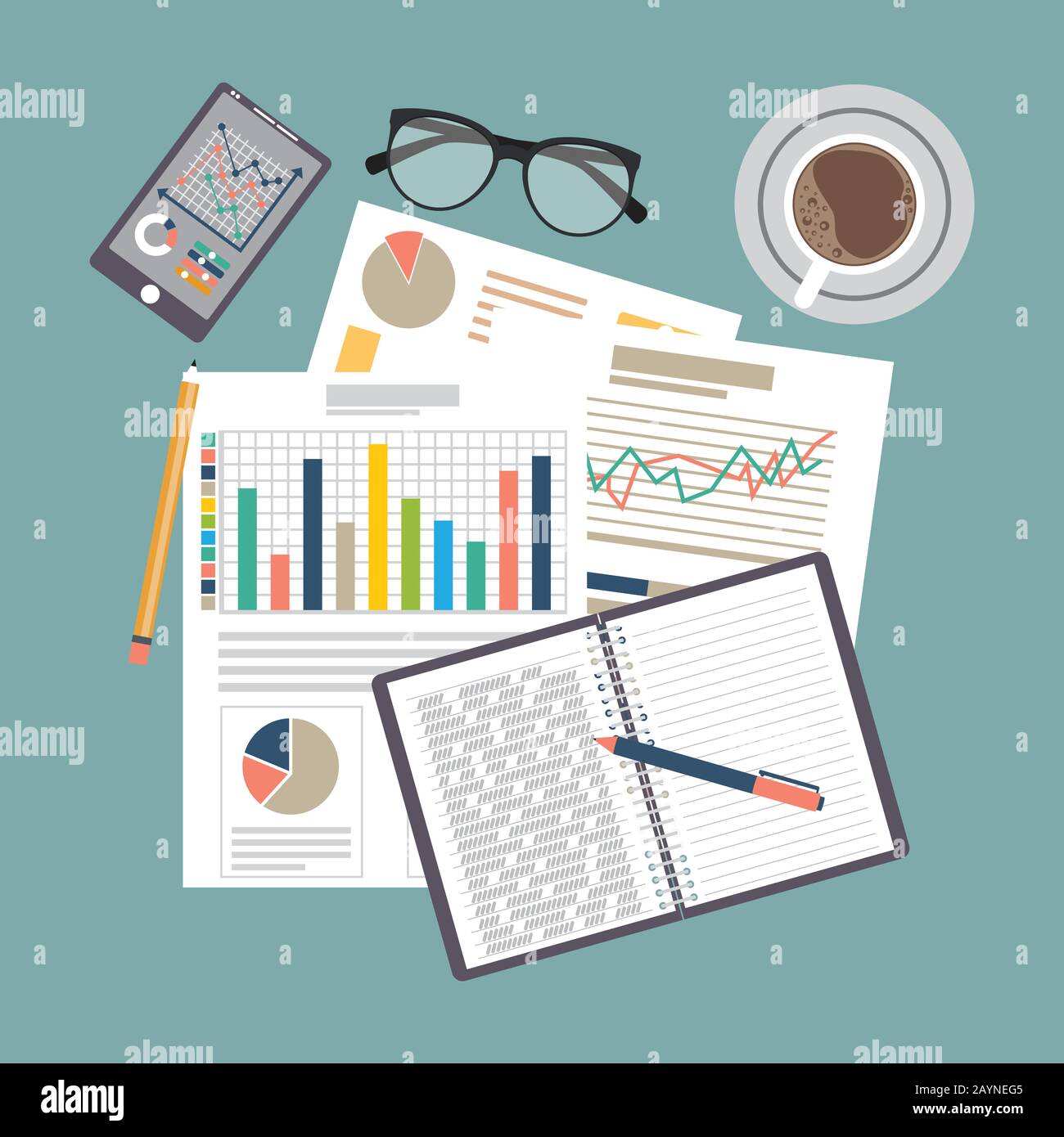 Auditing concept. Realistic design of accounting, research, calculating ...