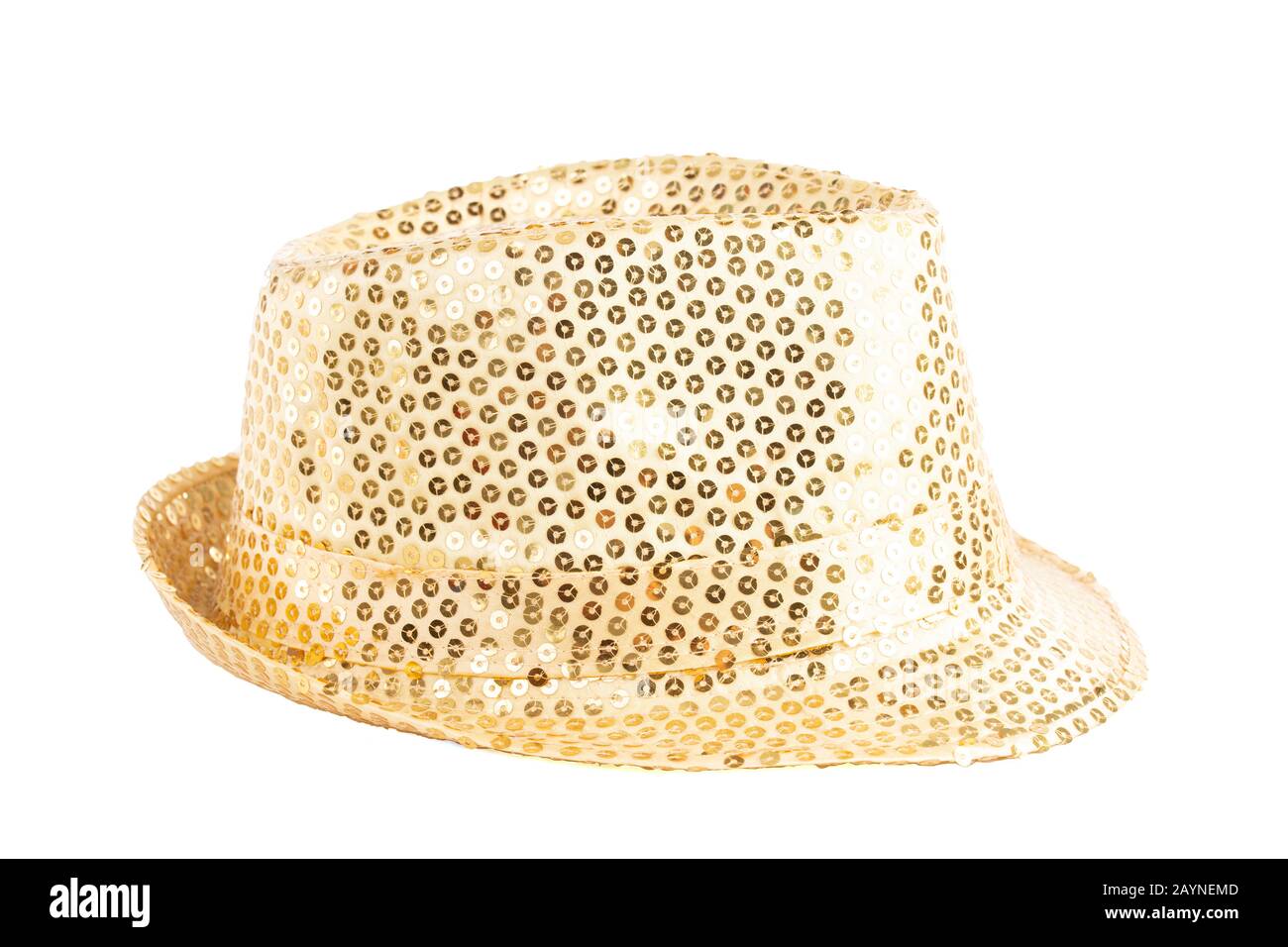 Hat with golden sequins on a white background Stock Photo - Alamy