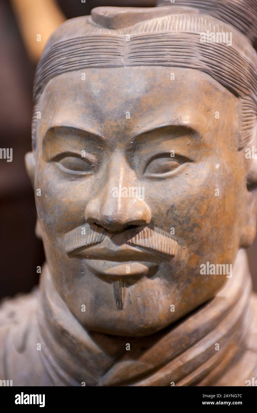 Close-up of a warrior statue in the Terracotta Warriors and Horses ...