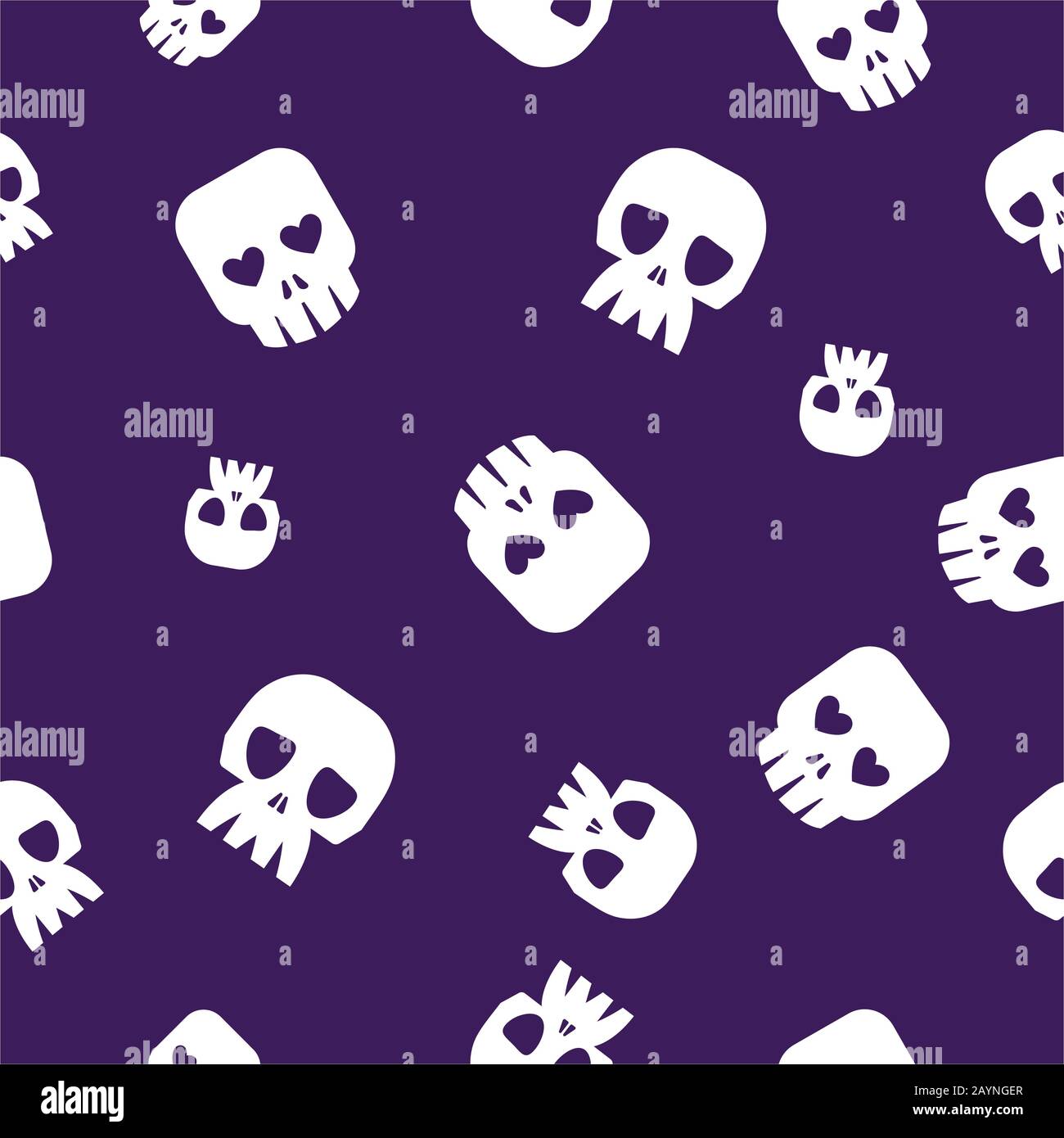 Seamless halloween pattern. Human skeletons. Different white skulls ...