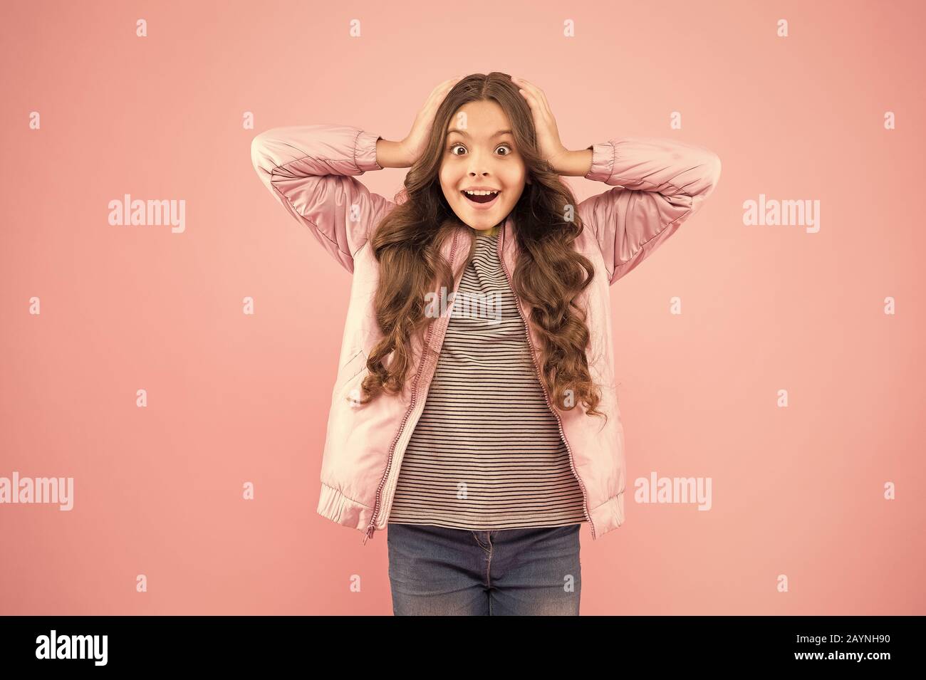 Whoa. Autumn surprise. Surprised kid on pink background. Surprised ...