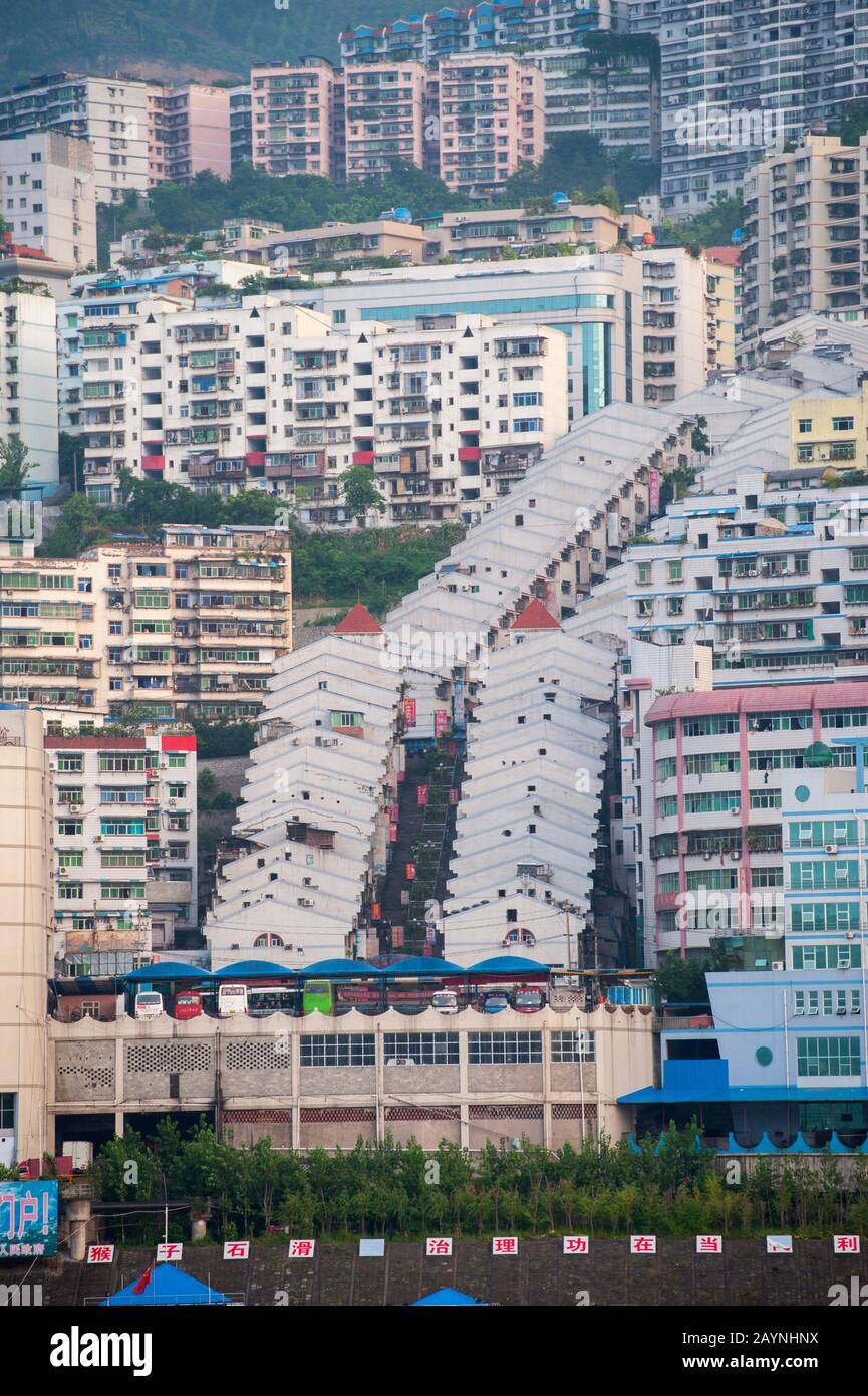 View of Fengjie City on the Yangtze River; located within a couple ...