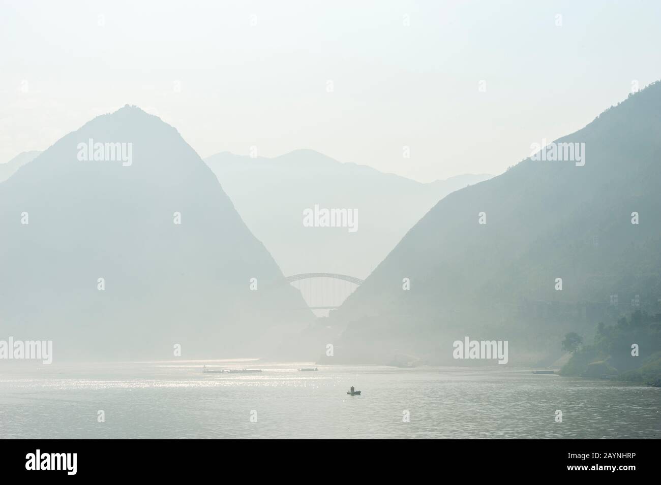 Entrance to the Wu Gorge (Three Gorges) with the Wushan Changjiang ...