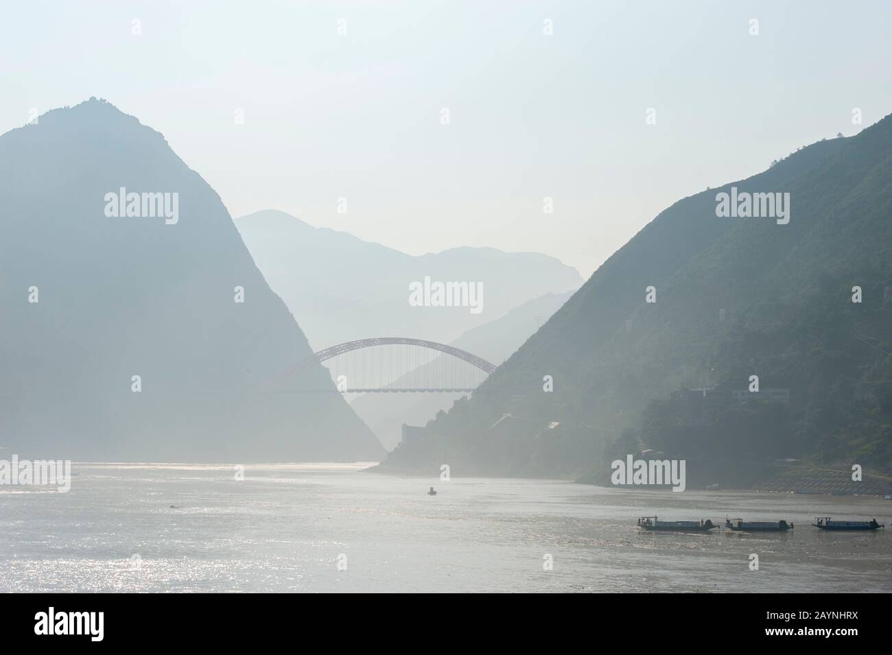 Entrance to the Wu Gorge (Three Gorges) with the Wushan Changjiang ...