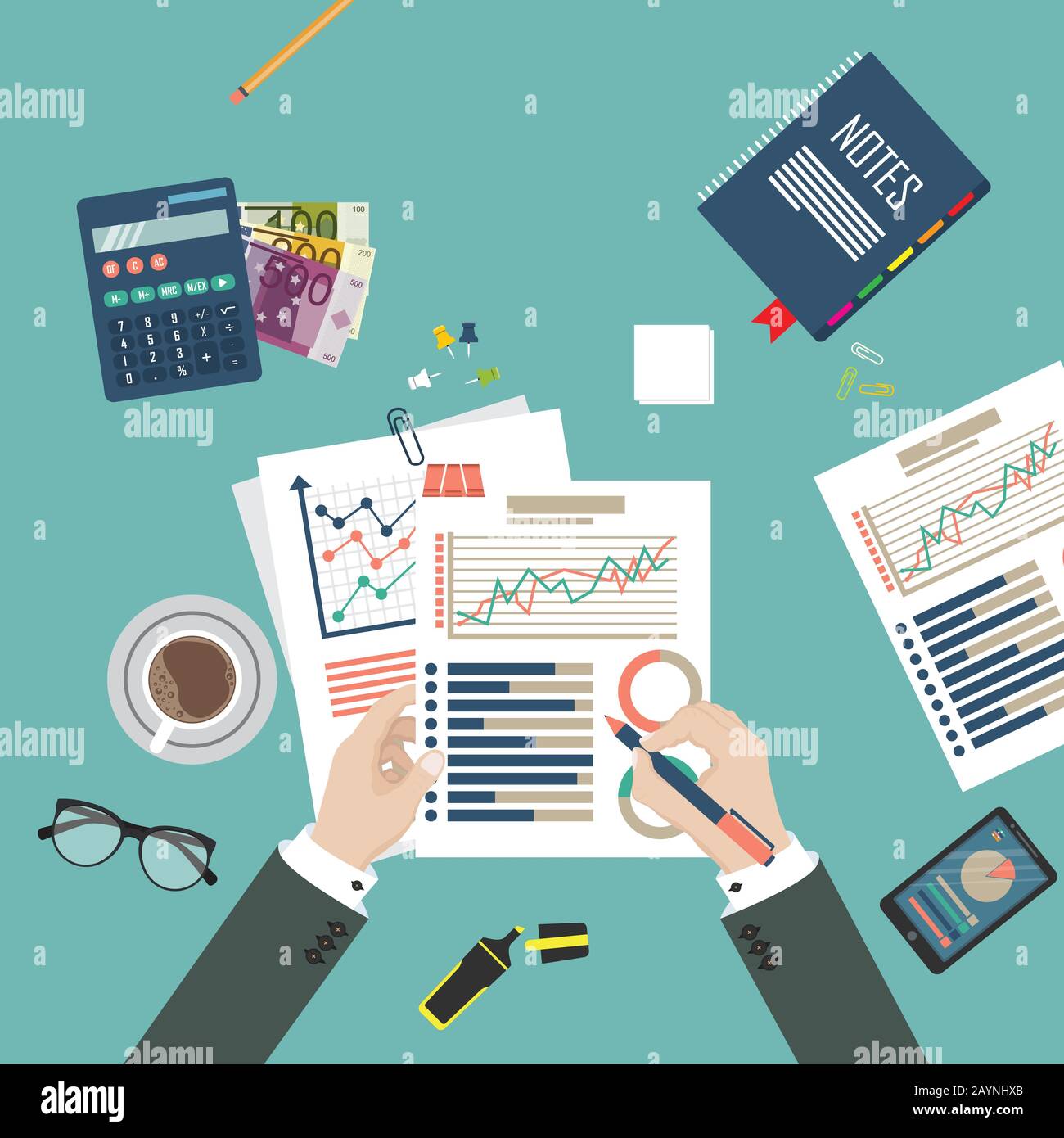 Auditing concept. Realistic design of accounting, research, calculating ...