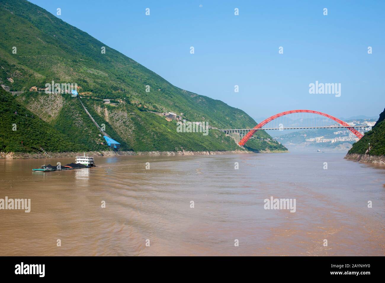 Entrance to the Wu Gorge (Three Gorges) with the Wushan Changjiang ...