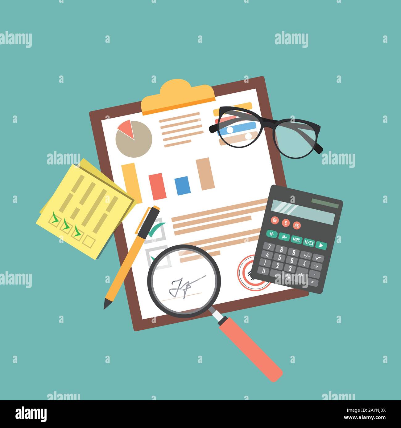 Auditing concept. Realistic design of accounting, research, calculating ...