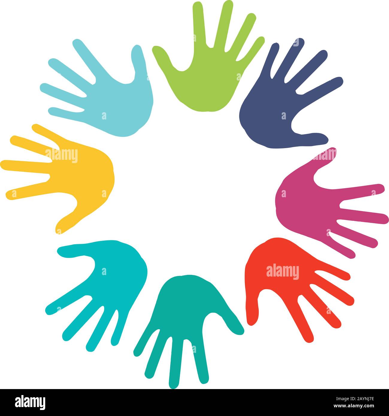 Coloured hands in the shape of a circle Stock Vector Image & Art - Alamy