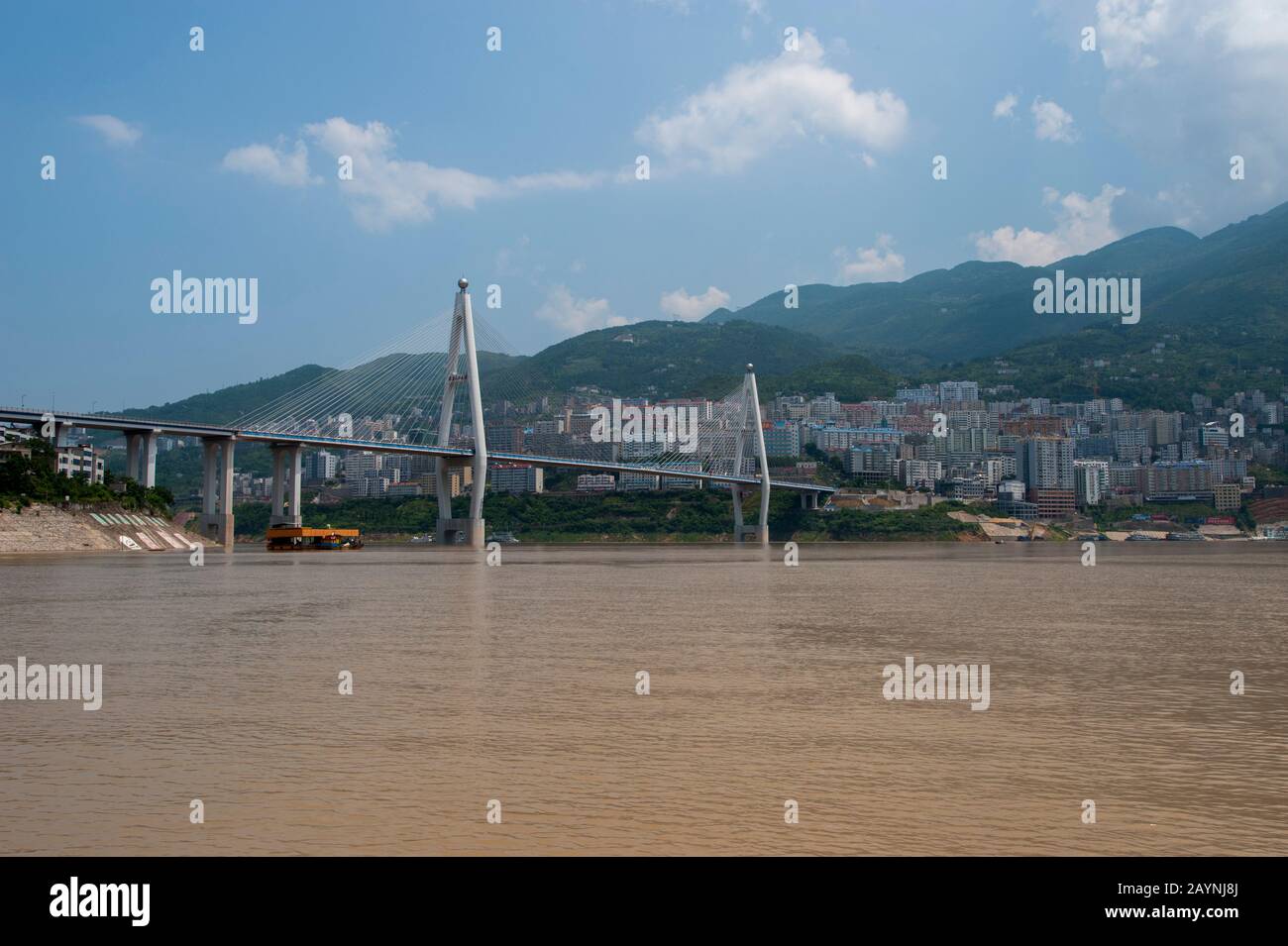 View of the city of Badong on the Yangtze River at the Wu Gorge (Three ...