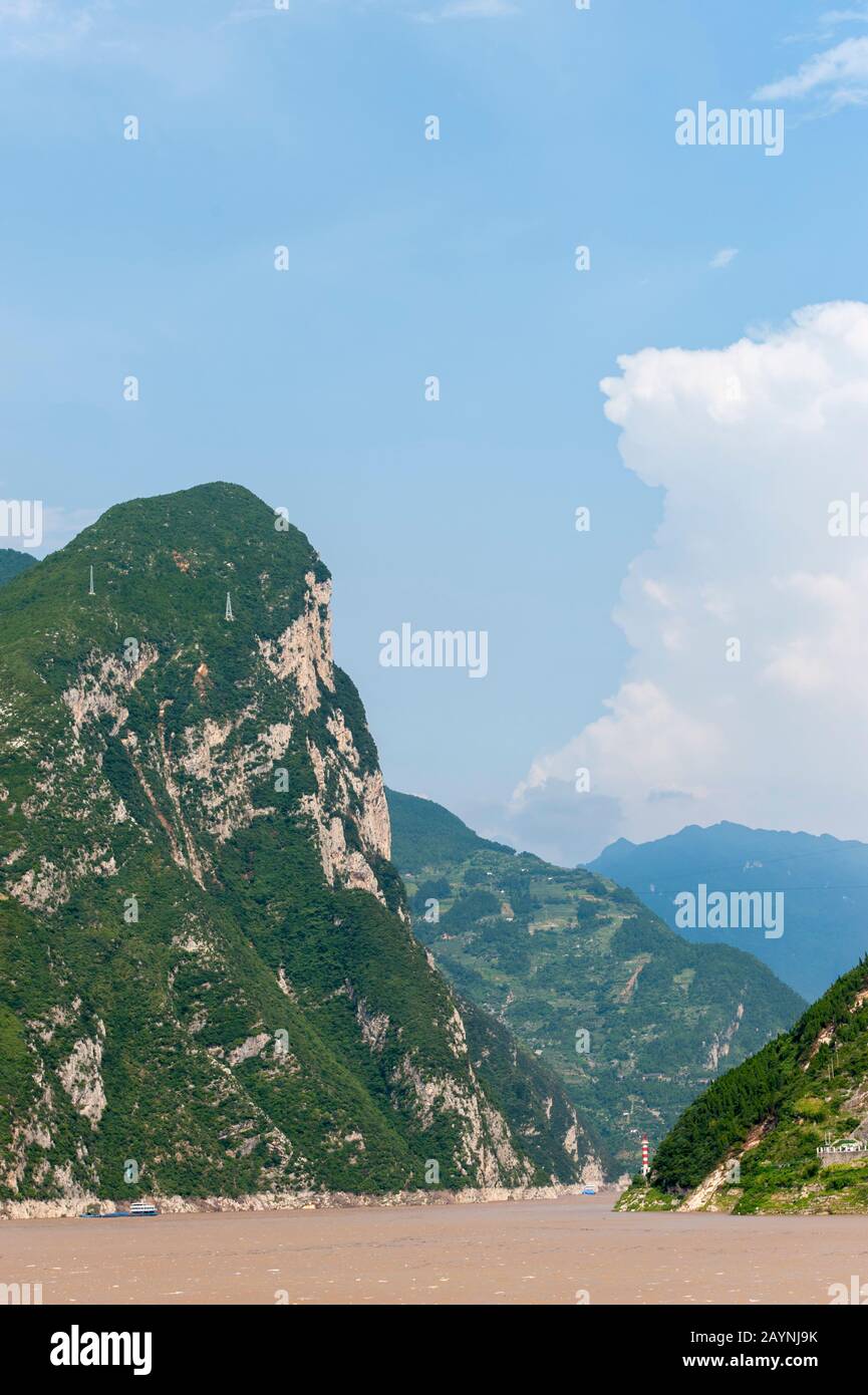 The Yangtze River at the entrance to the Xiling Gorge (Three Gorges) in ...
