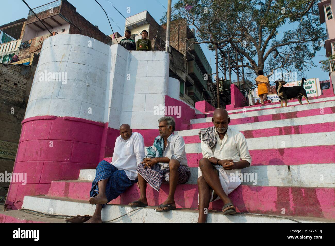 Men on Ghat Stock Photo - Alamy