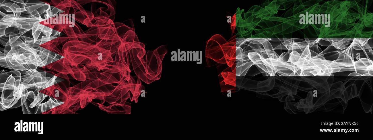 Flags of Bahrain and UAE on Black background, Bahrain vs United Arab ...