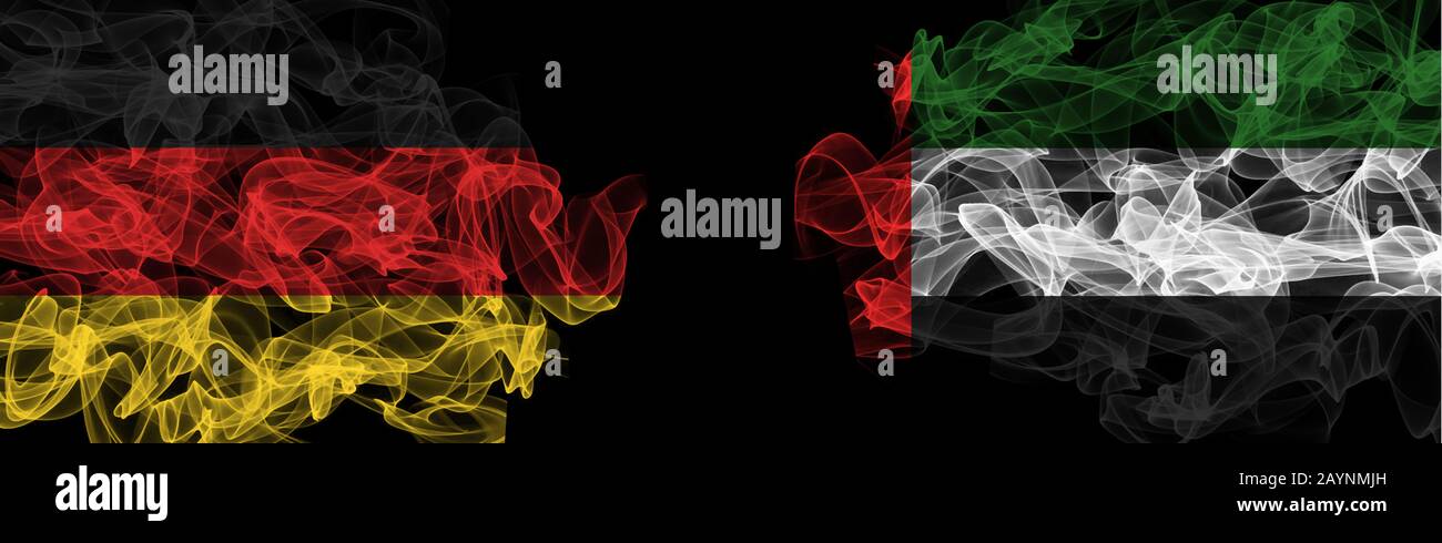 Flags of Germany and UAE on Black background, Germany vs United Arab ...