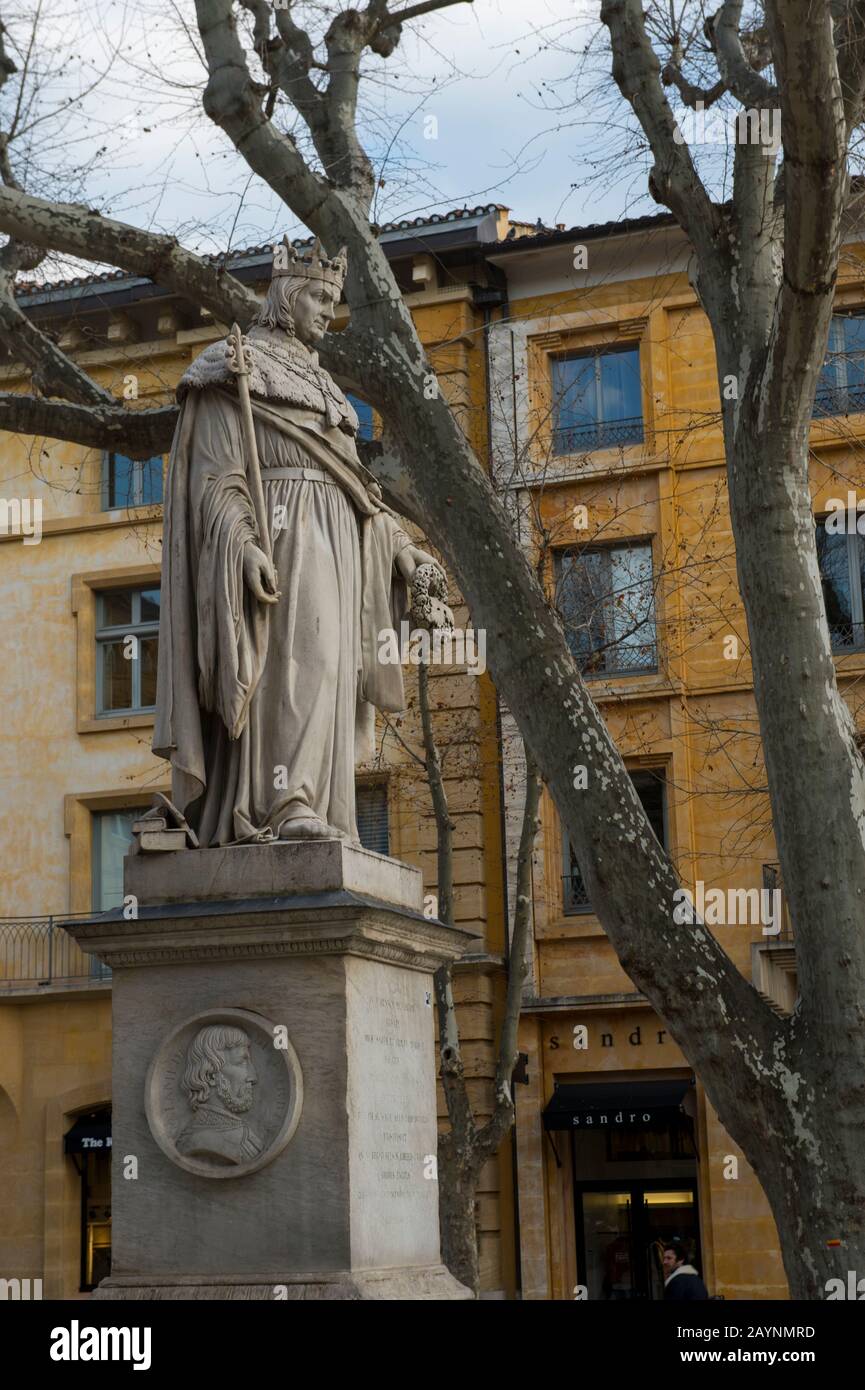 A statue of King Rene (le Roi Rene) can be found at the east end of ...