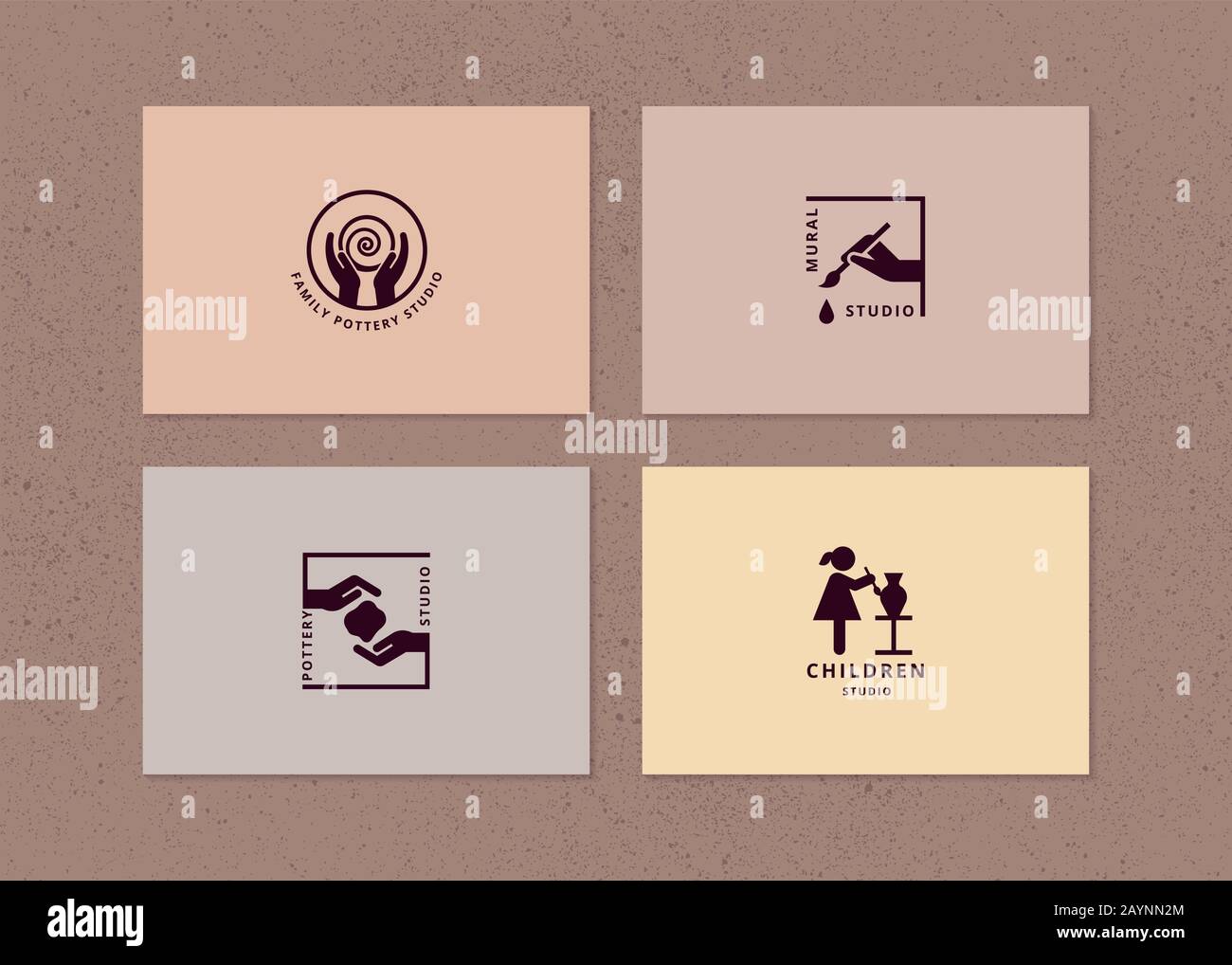 Vector layout of business card with logo for art studio, pottery or ...