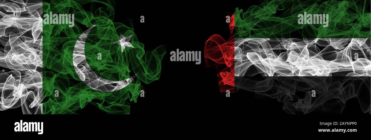 Flags of Pakistan and UAE on Black background, Pakistan vs United Arab ...