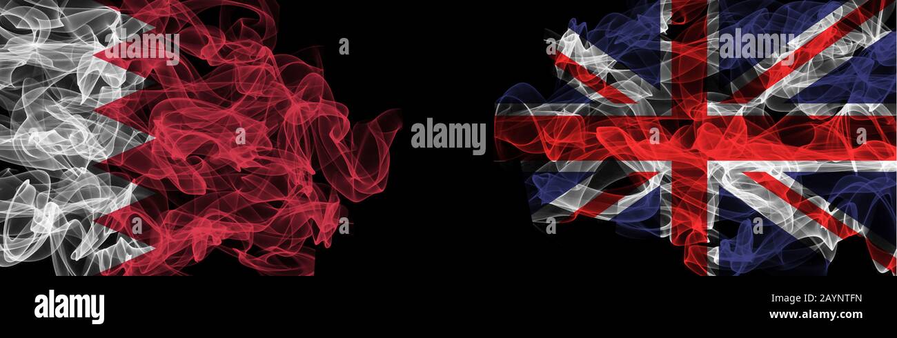 Flags of Bahrain and United Kingdom on Black background, Bahrain vs ...