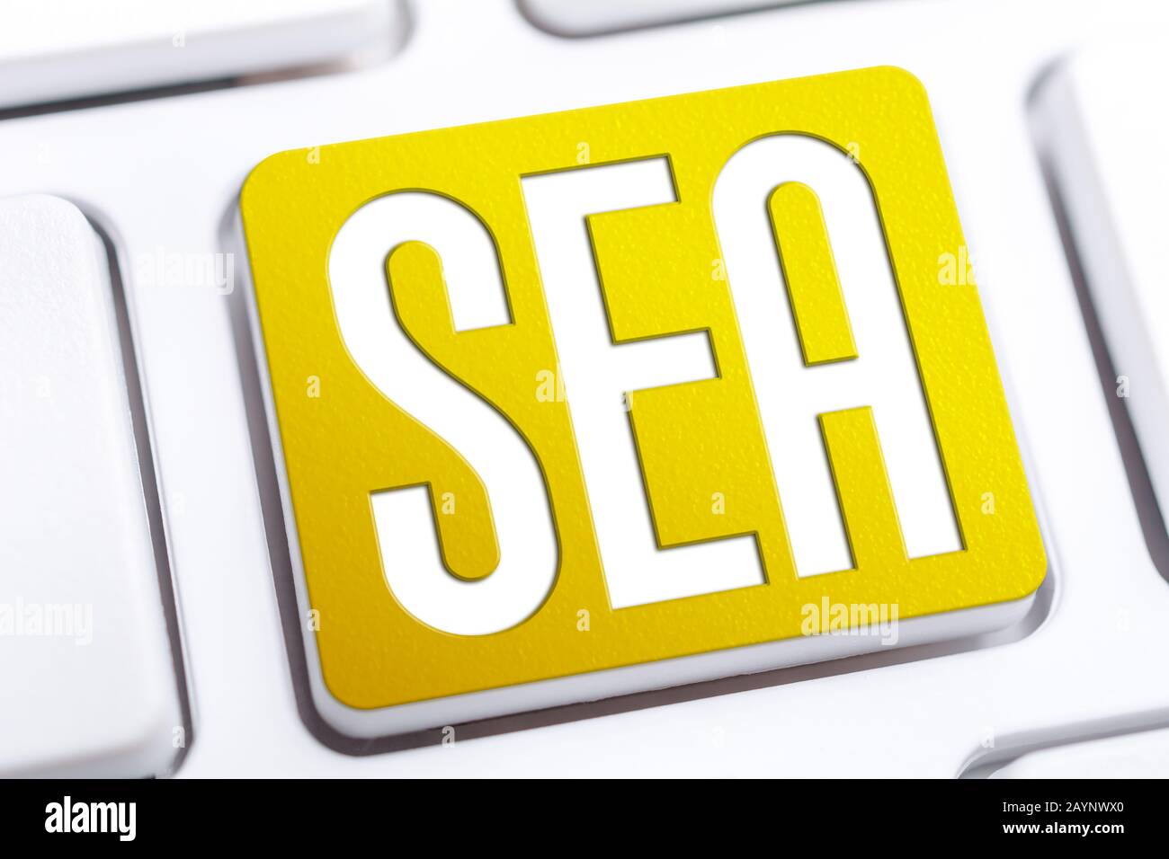Yellow SEA Search Engine Advertising Button On A White Keyboard ...