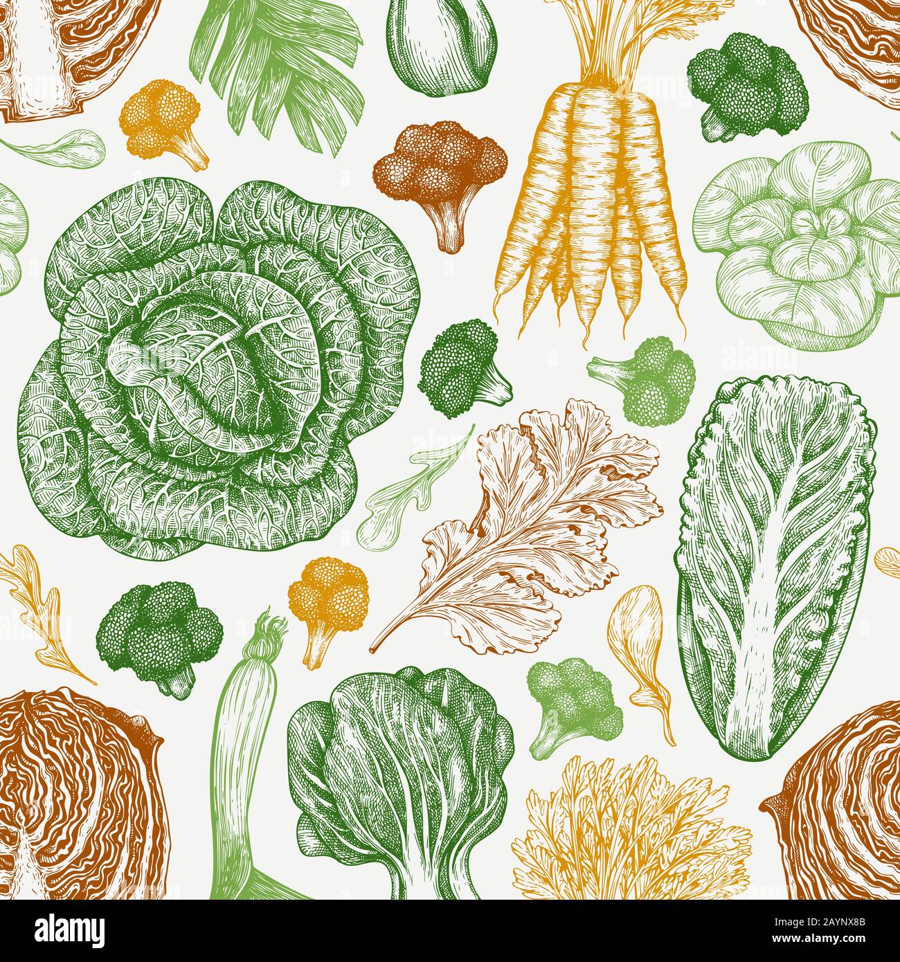 Hand drawn sketch vegetables. Organic fresh food vector seamless ...