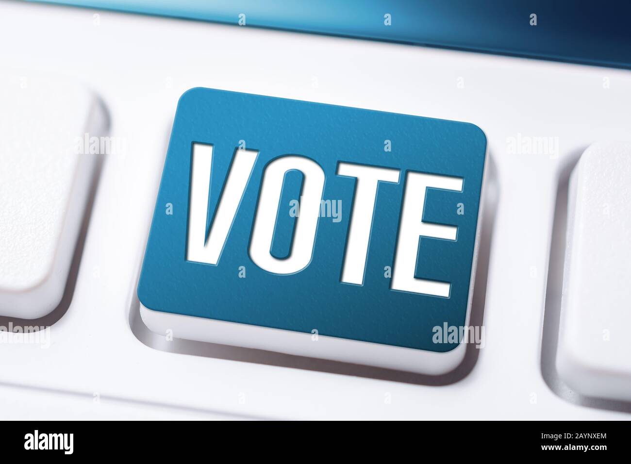 Blue Vote Button On A White Keyboard, Time For A Change Concept Stock ...