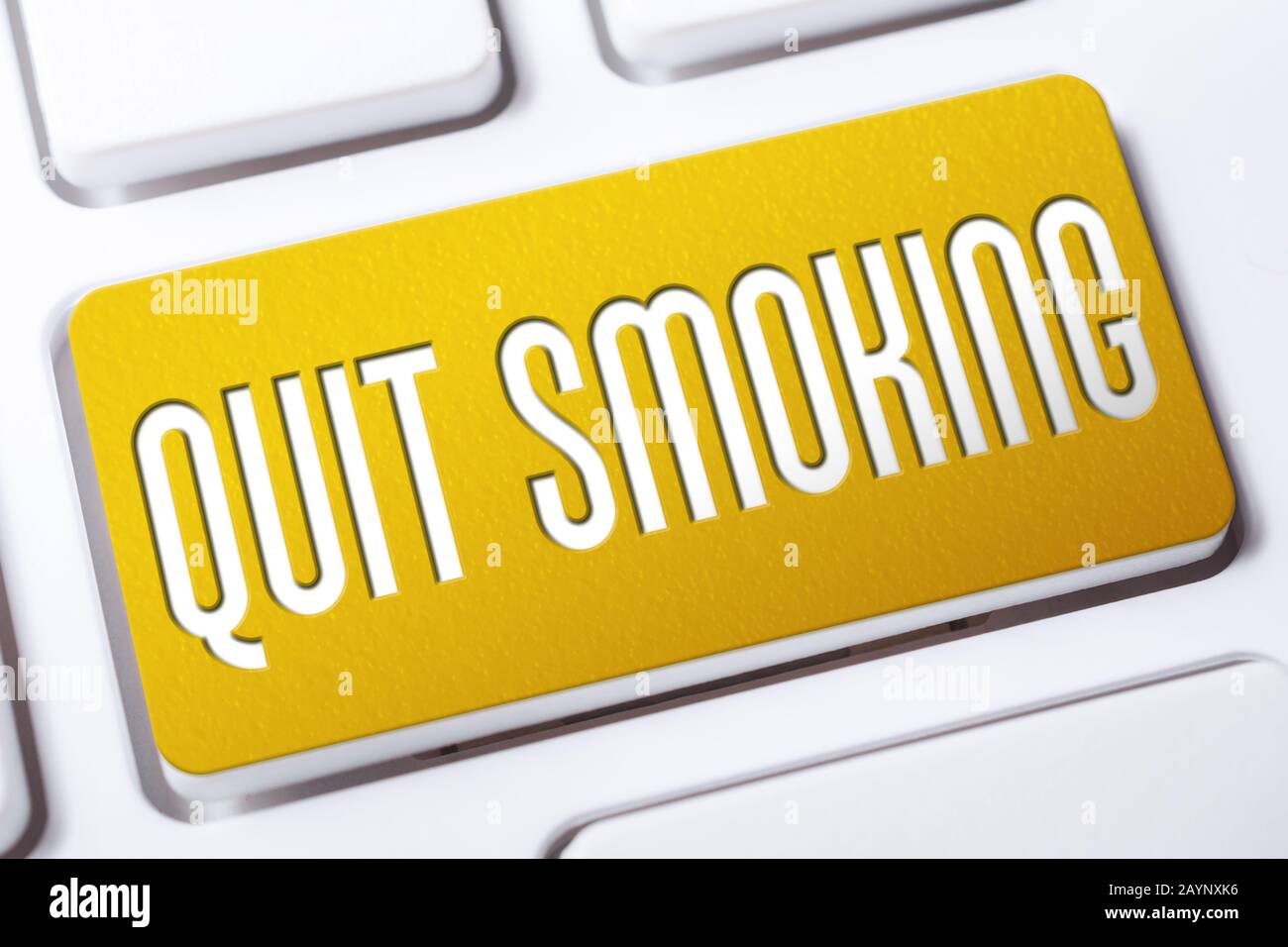 Quit Smoking Concept With A Yellow Quit Smoking Button On A White ...