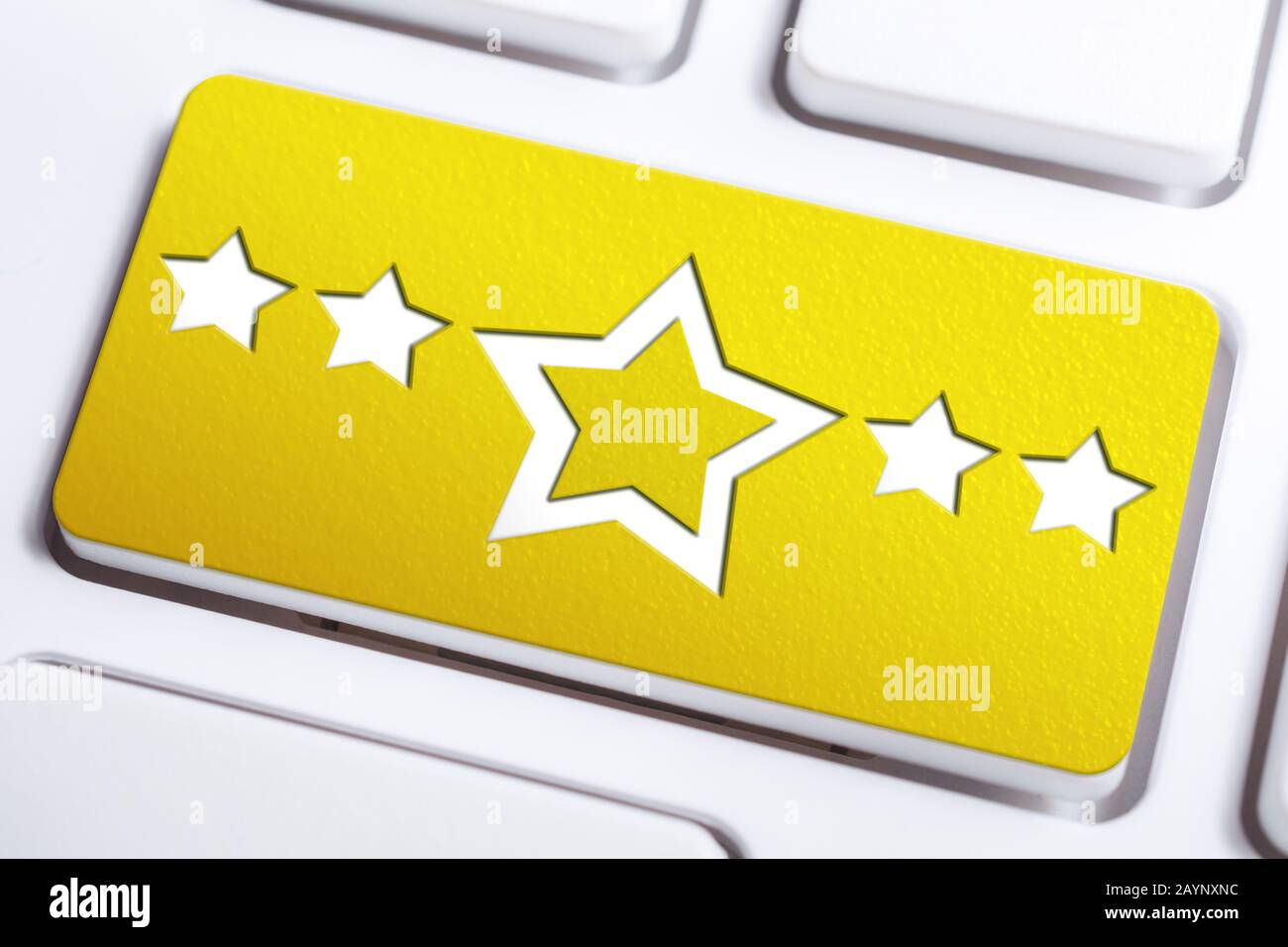 Yellow 5 Star Button On A White Keyboard, Best Ranking Concept Stock ...