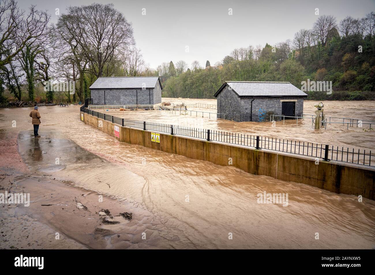 The Radyr Weir Hydro Scheme, South Wales, is flooded after The River ...