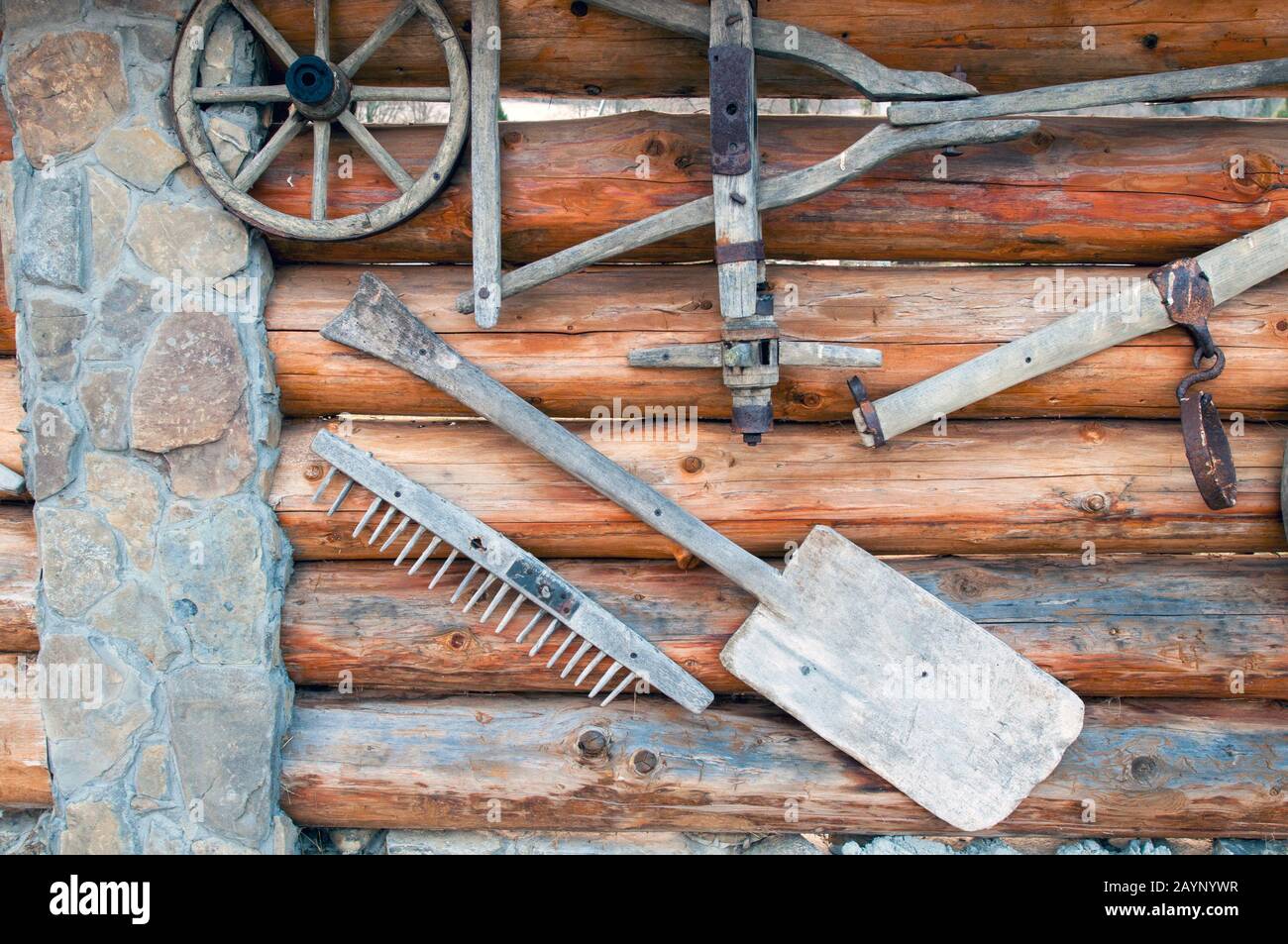 An old handicraft tool in the design of a private estate Stock Photo ...