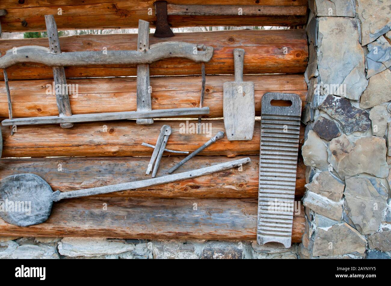 An old handicraft tool in the design of a private estate Stock Photo ...