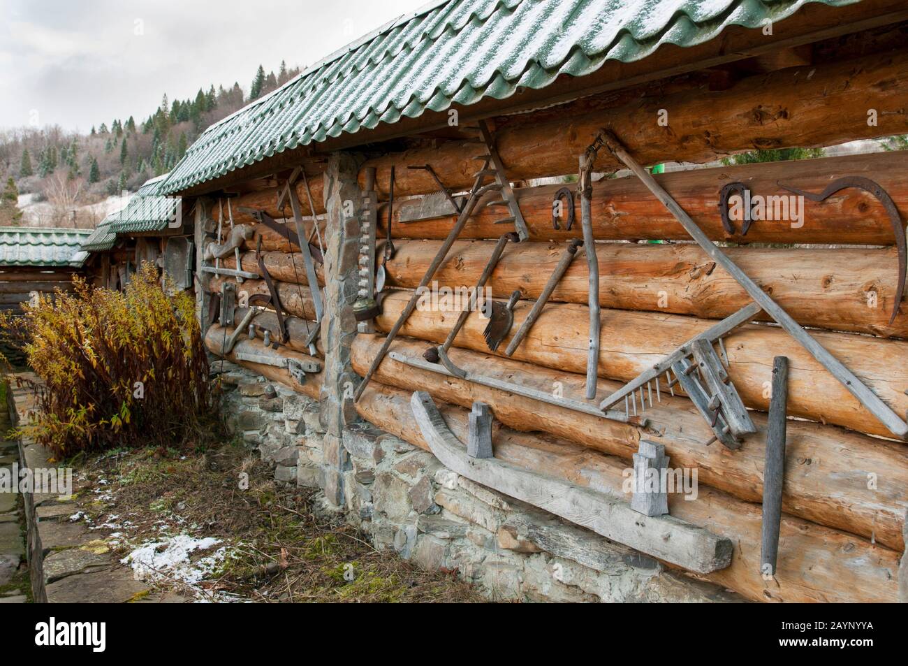 An old handicraft tool in the design of a private estate Stock Photo ...