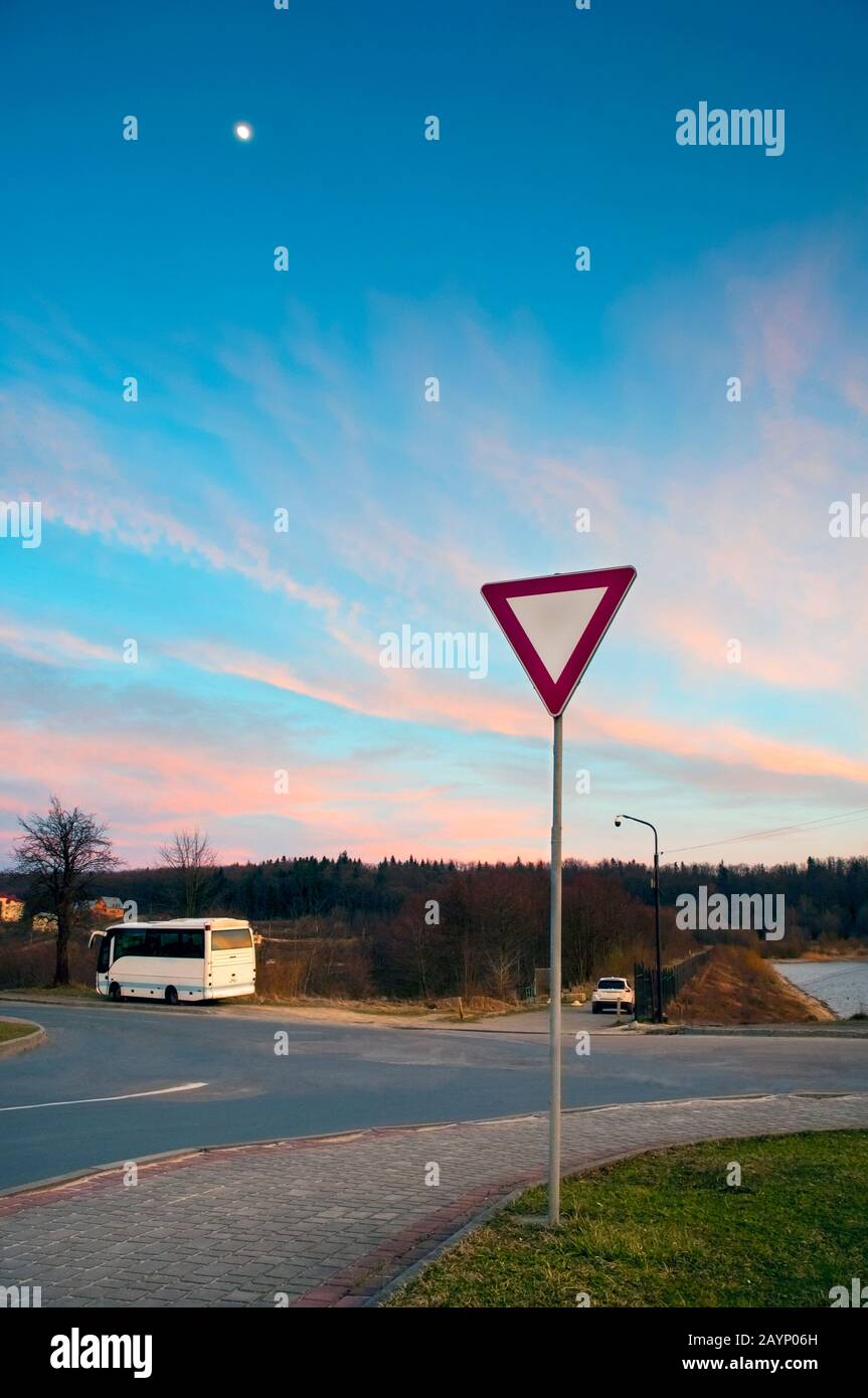 road signs on road crossings Stock Photo - Alamy