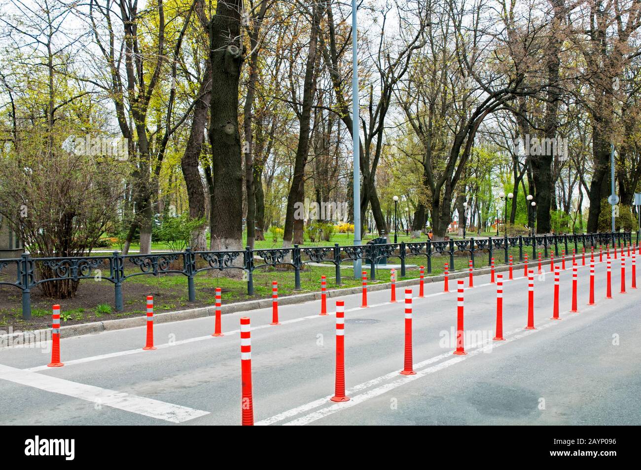 Red white construction roadblocks hi-res stock photography and images ...