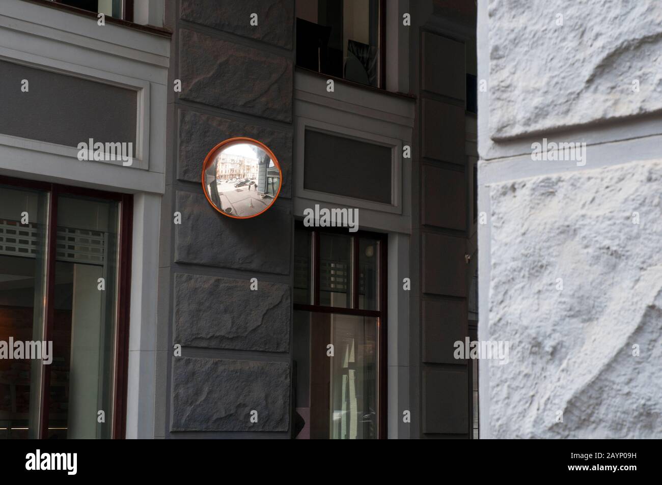 signs and mirrors on roads and intersections, houses, transitions Stock ...