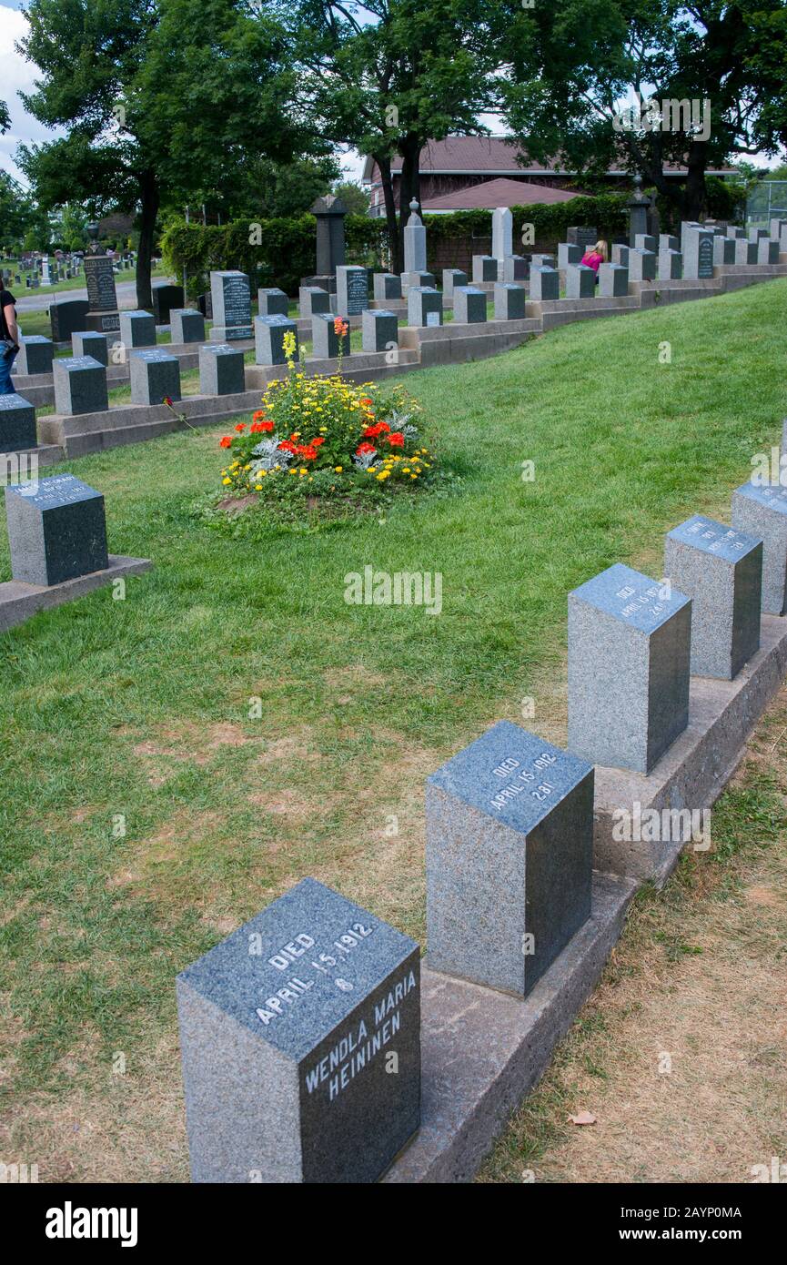Markers of Titanic victims at the Fairview Lawn Cemetery in Halifax ...