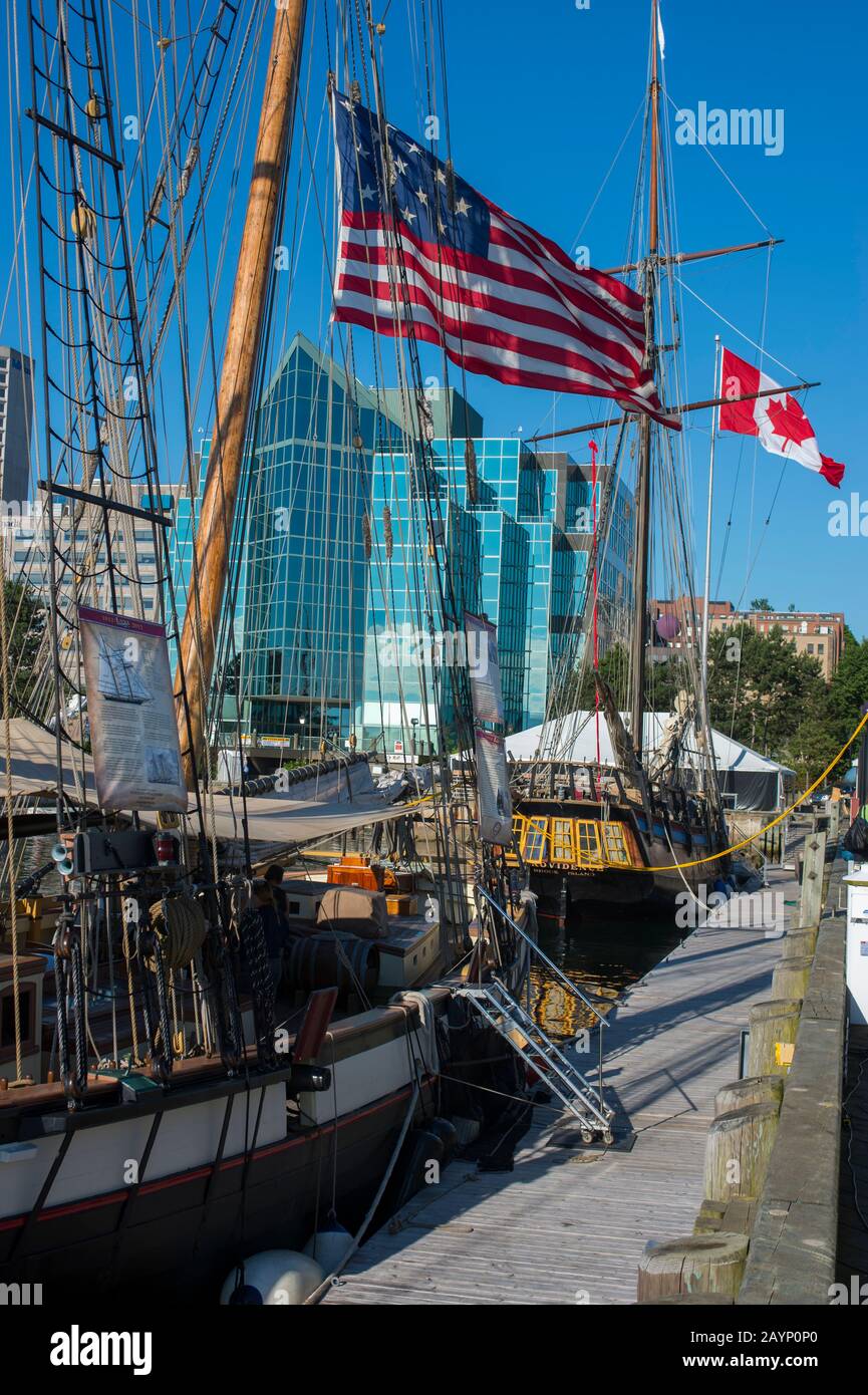 Tall ships docked in the harbor of Halifax, Nova Scotia, Canada Stock ...