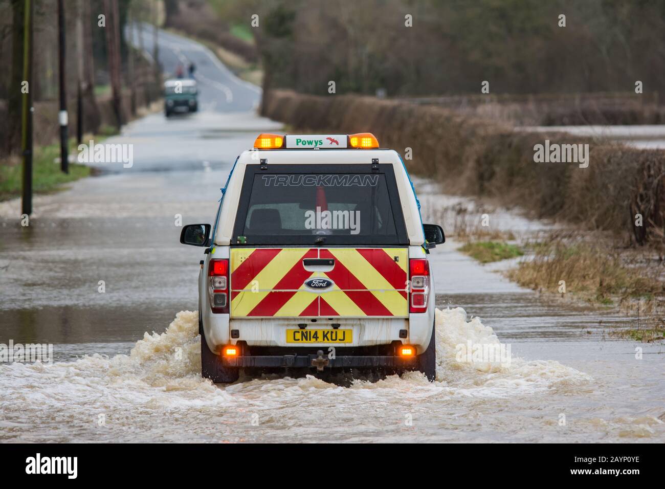 Storm Dennis Cars in Floods, these images where taken Nr Welshpool in ...
