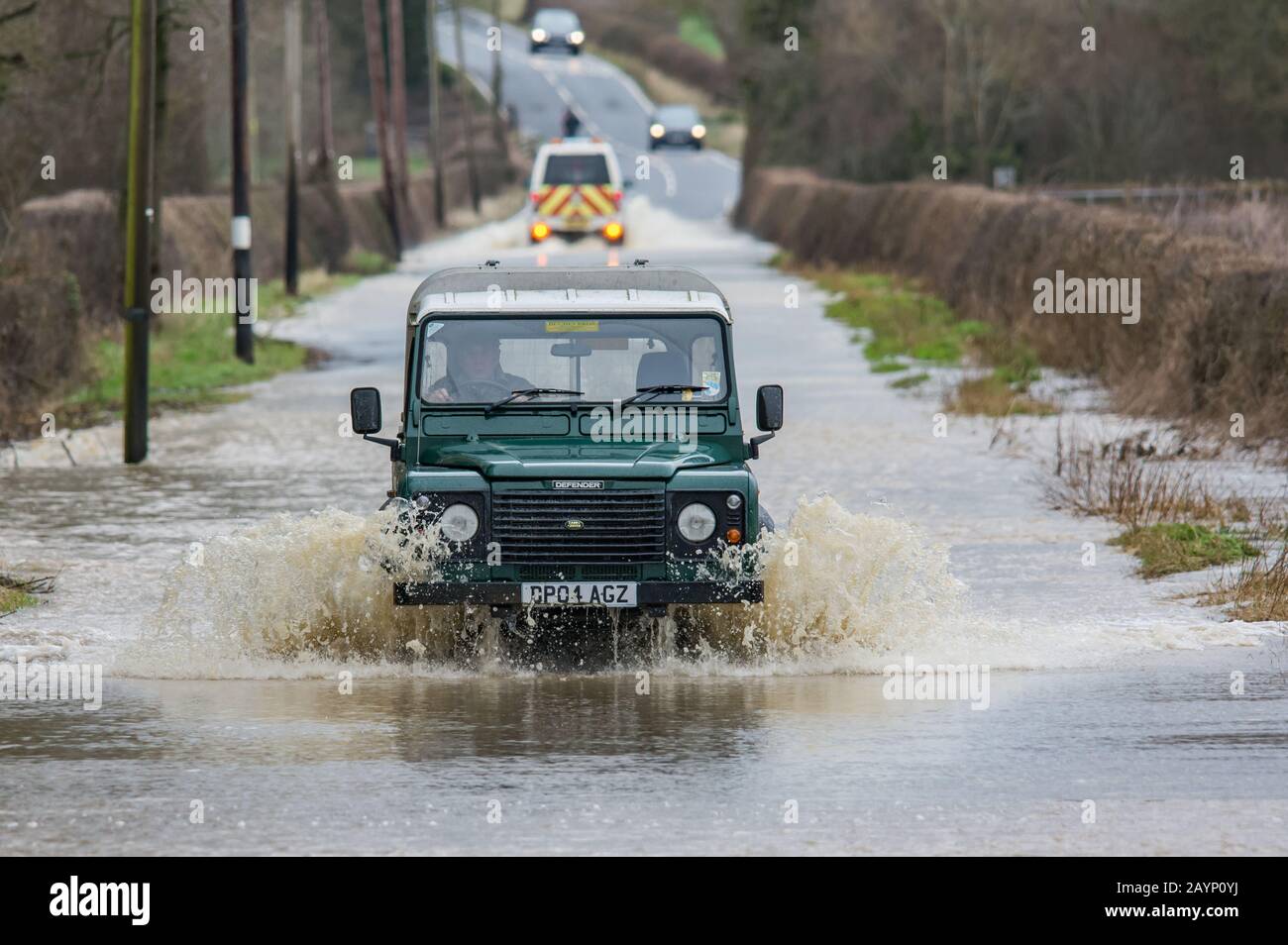 Storm Dennis Cars in Floods, these images where taken Nr Welshpool in ...