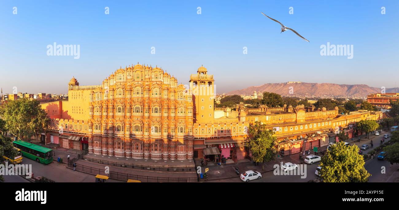 Pink palace Hawa Mahal, aerial panorama, Jaipur,India Stock Photo - Alamy