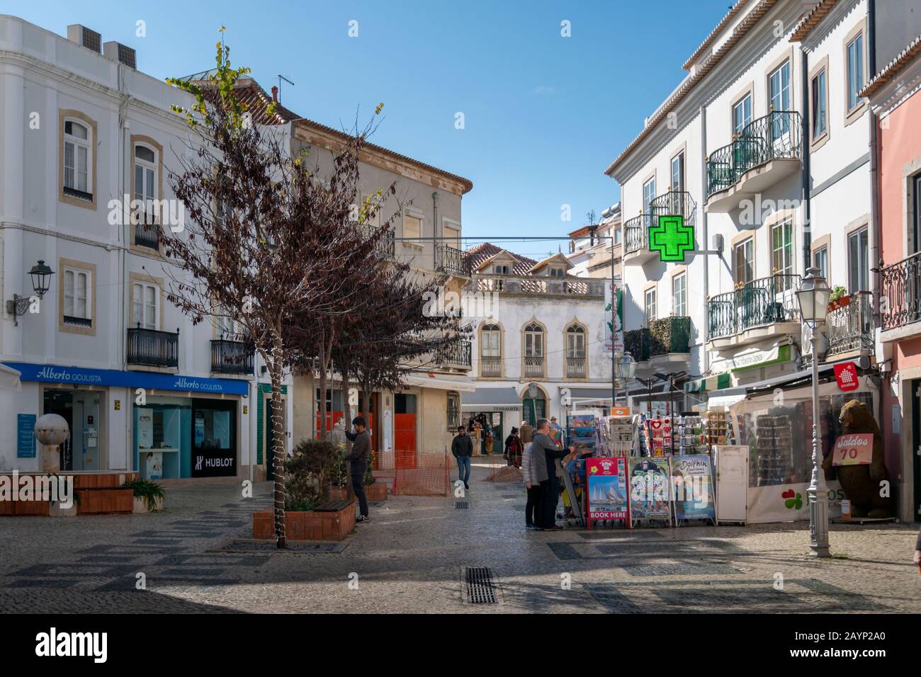 Street view of the city of Lagos in the Algarve, Portugal Stock Photo ...