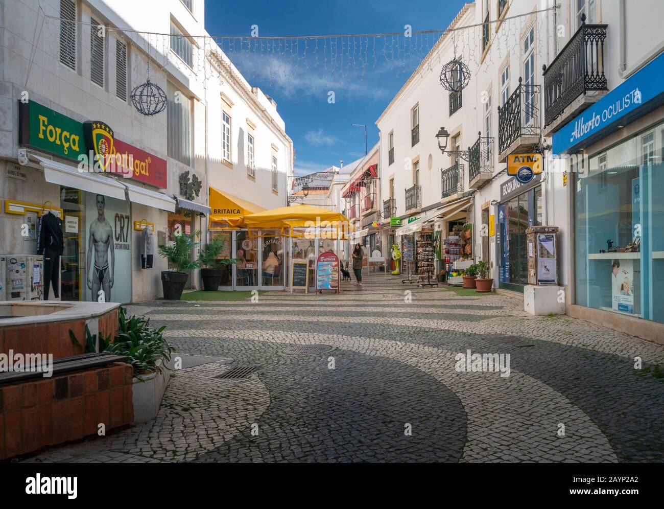 Street view of the city of Lagos in the Algarve, Portugal Stock Photo ...