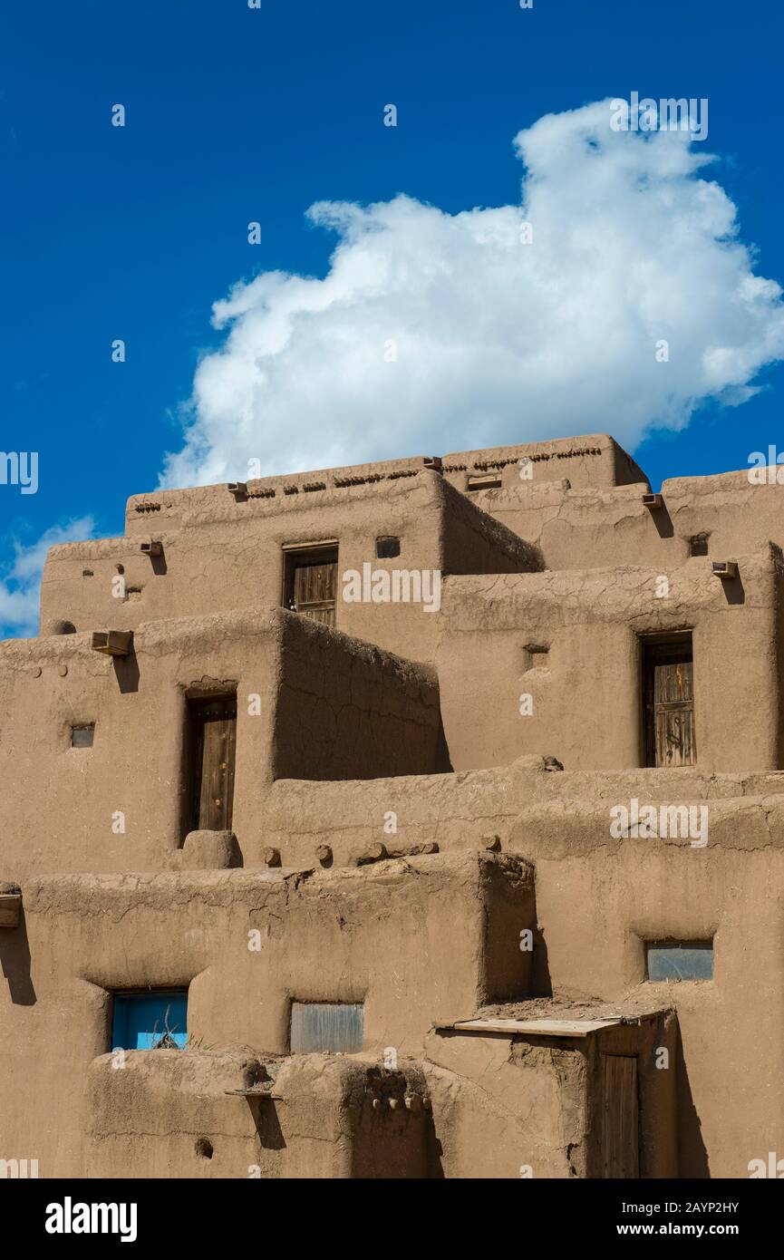 Detail of the Taos Pueblo which is the only living Native American ...