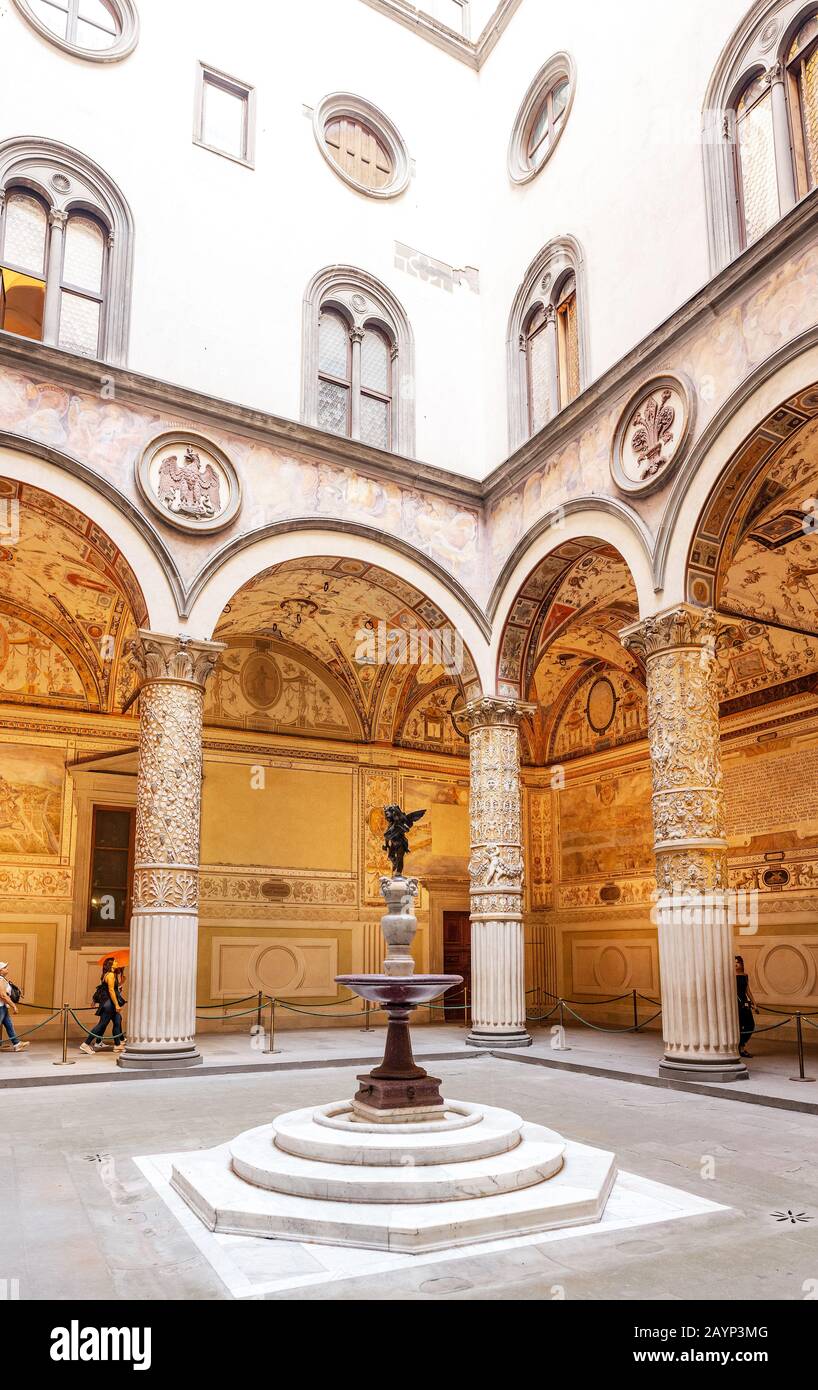 19 OCTOBER 2018, FLORENCE, ITALY: Interior of Palazzo Vecchio - town ...