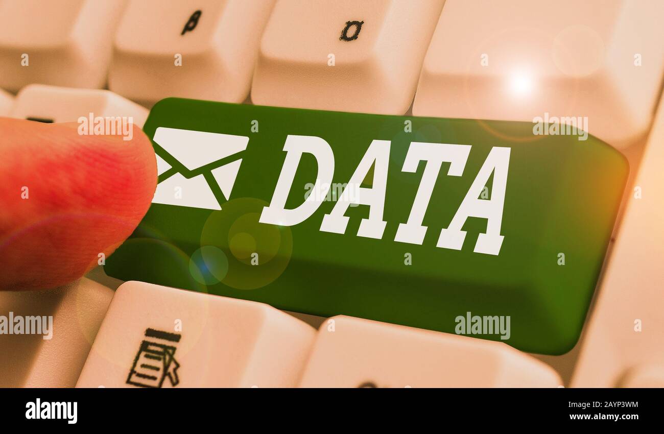 Writing note showing Data. Business concept for Piece of information ...