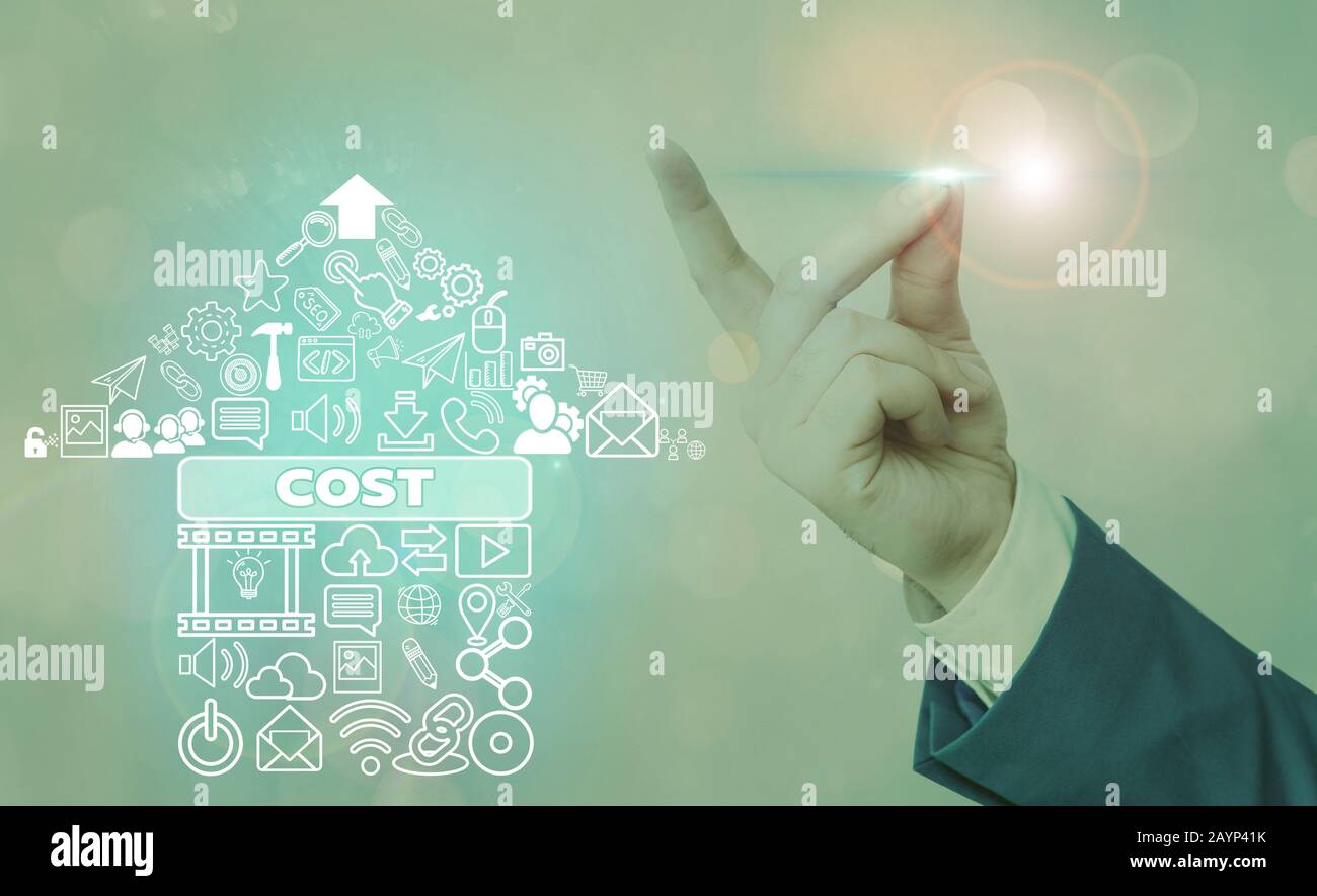 Writing note showing Cost. Business concept for The amount that usualy ...